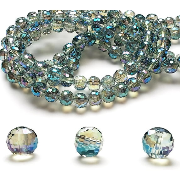 Bybiment 8mm Clear Round Beads for Jewelry Crafting, 96 Faceted Crytal ...