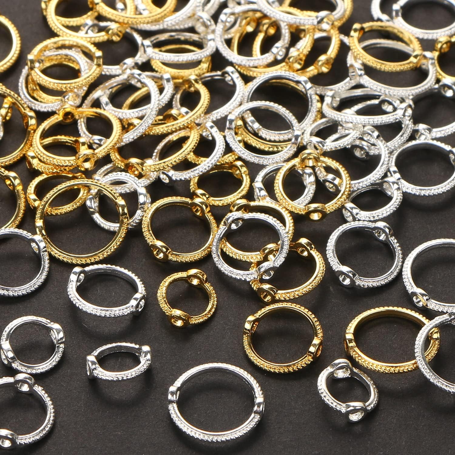 Bybiment 90PCS Double Hole Bead for Jewelry Making, Round Connectors ...