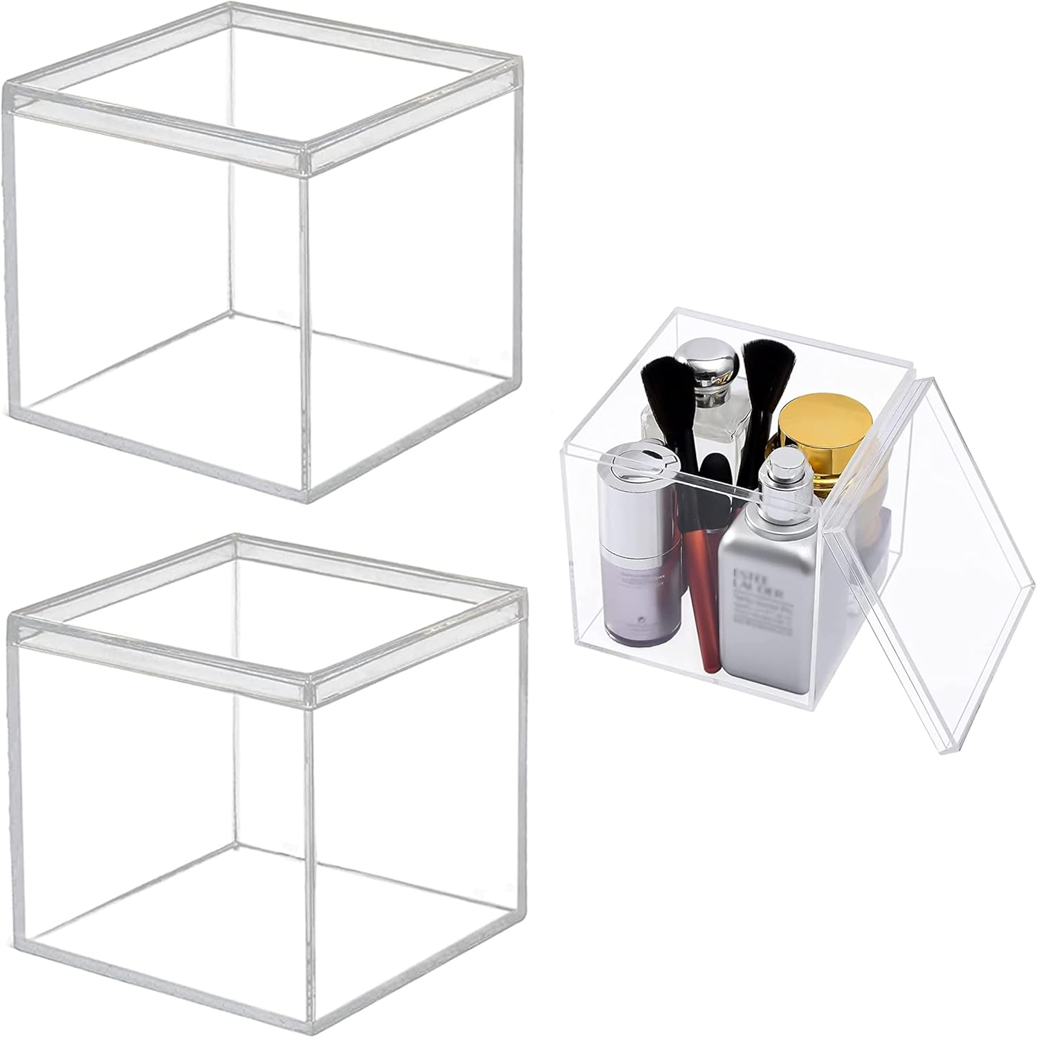 Bybiment Acrylic Box Clear Boxes with 2 Packs Display Case Christmas ...