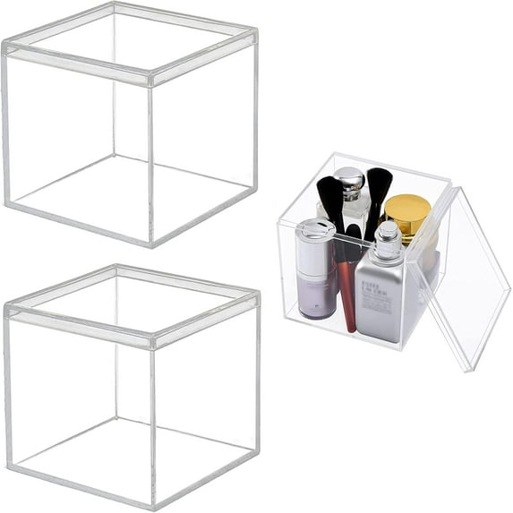 Bybiment Acrylic Box Clear Boxes with 2 Packs Display Case Christmas ...