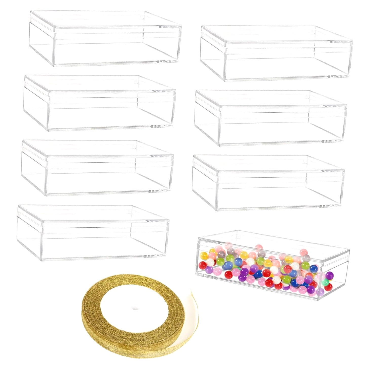 Bybiment Acrylic Box With Lid, 8 Pieces Clear Acrylic Container With ...