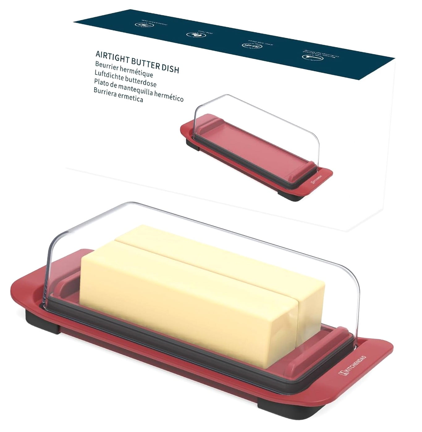 Bybiment Airtight Butter Dish with Lid for Countertop and Fridge, Clear ...