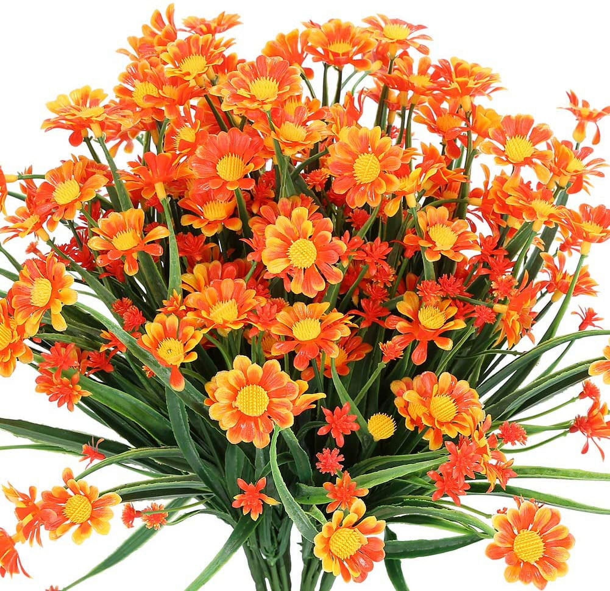 Bybiment Artificial Daisies UV Resistant 4 Bundles Fake Greenery Faux ...