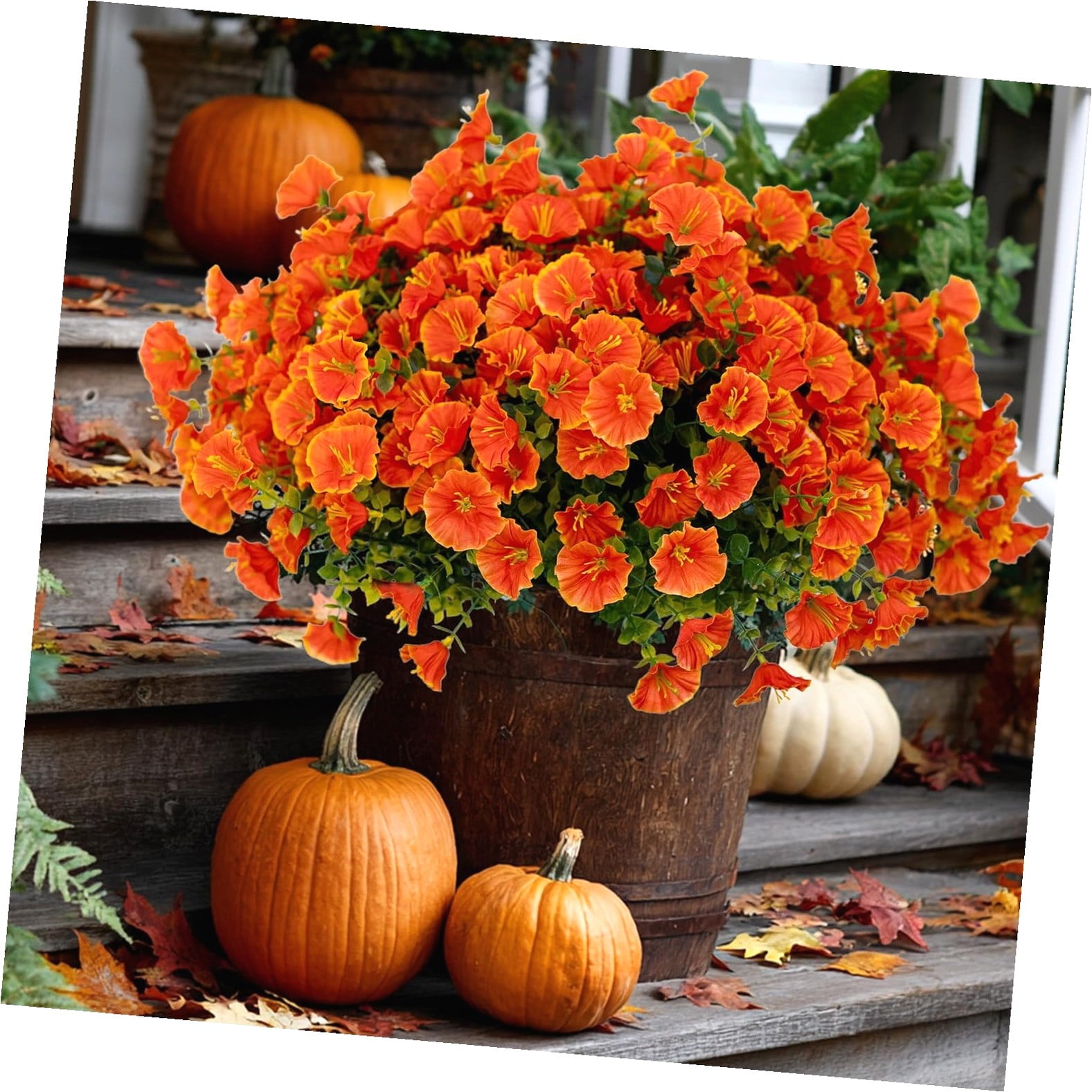 Bybiment Artificial Fall Fake Mums 16 Bundles Fake UV Resistant No Fade ...