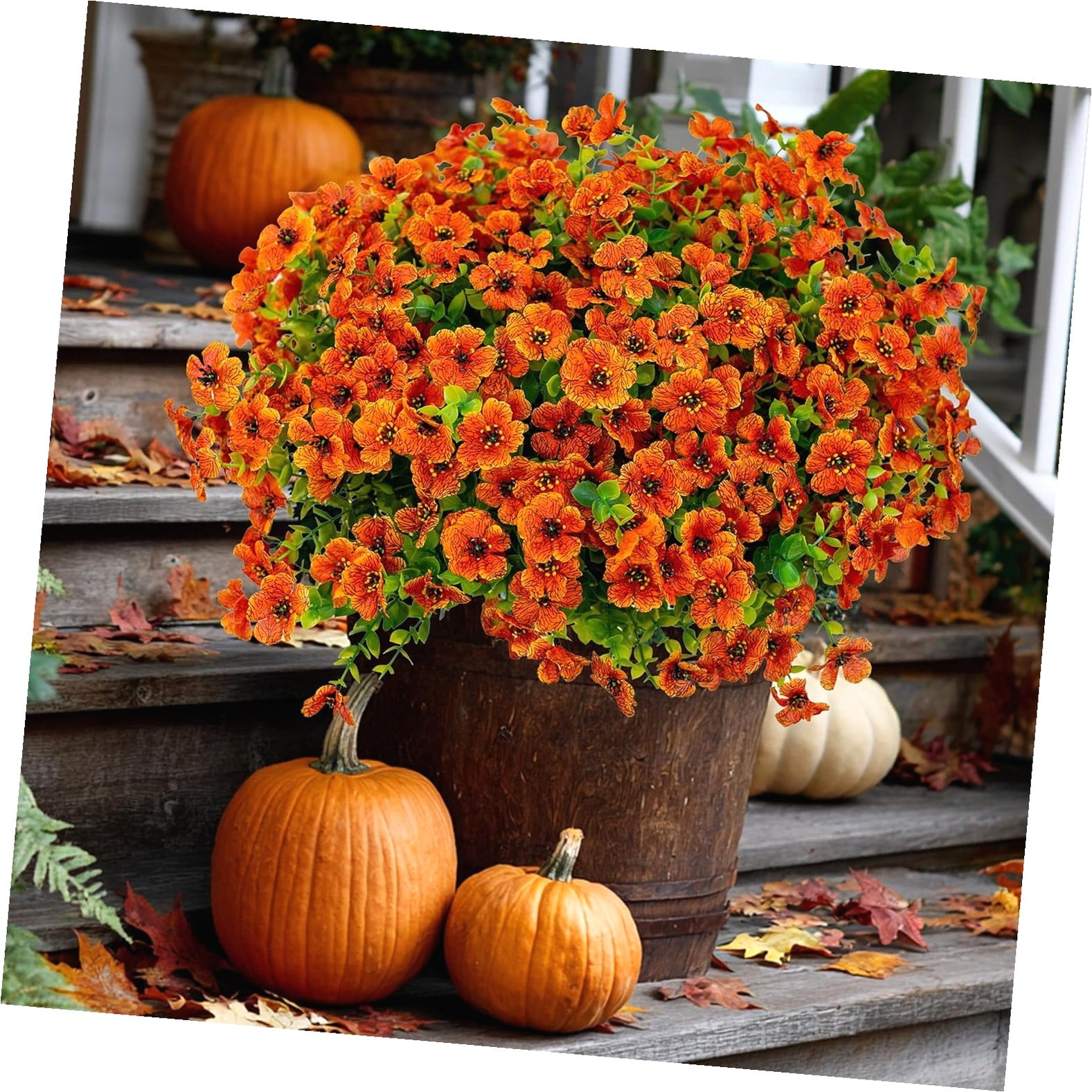Bybiment Artificial Fall Fake Mums 16 Bundles Fake UV Resistant No Fade ...