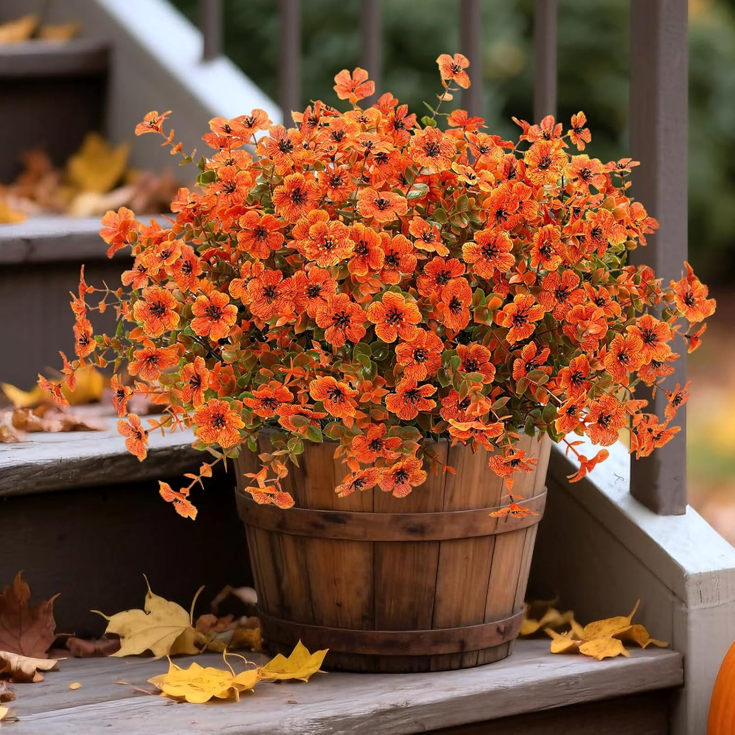 Bybiment Artificial Mums Fall Fake for Outdoors, 12 Bundles Faux Mums ...