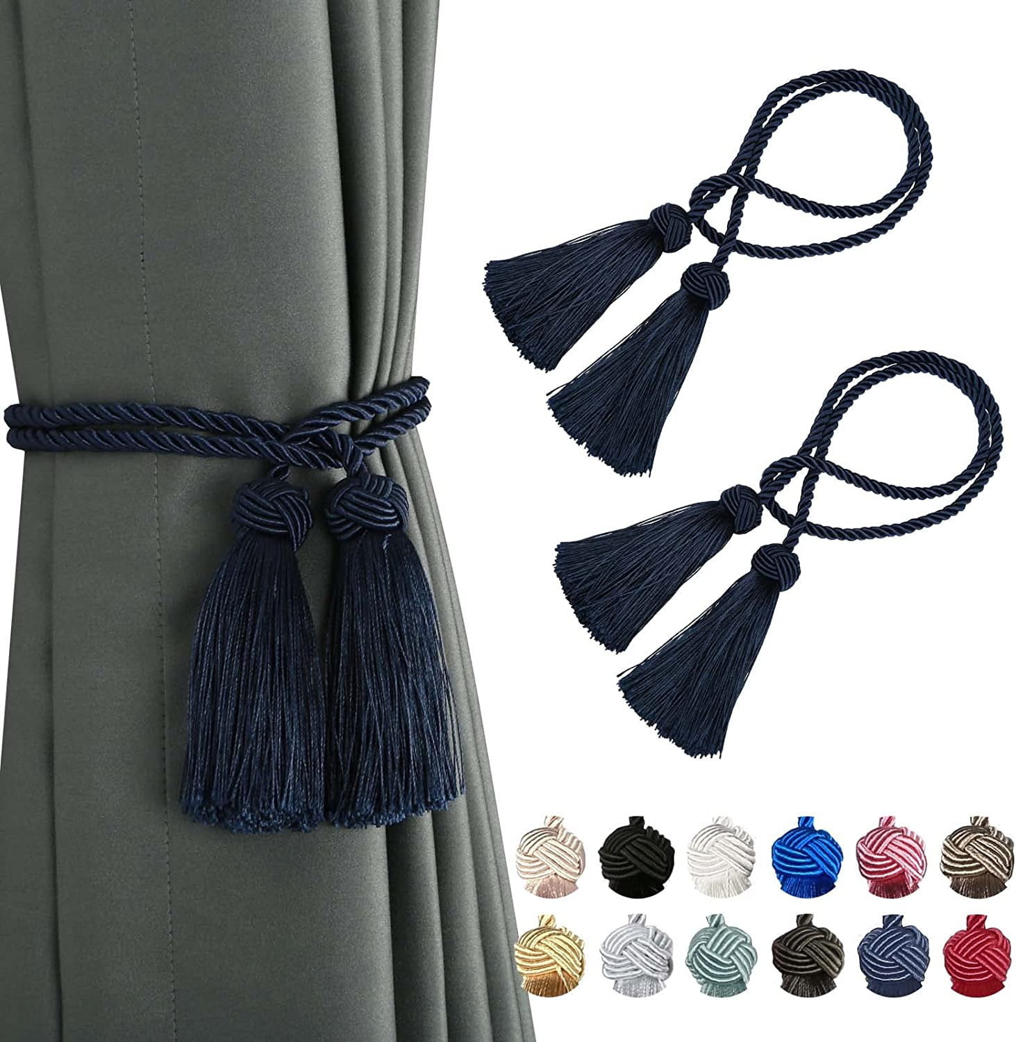 Bybiment BEL 2 Pack Curtain Tiebacks Curtain Holdbacks with Tassel ...