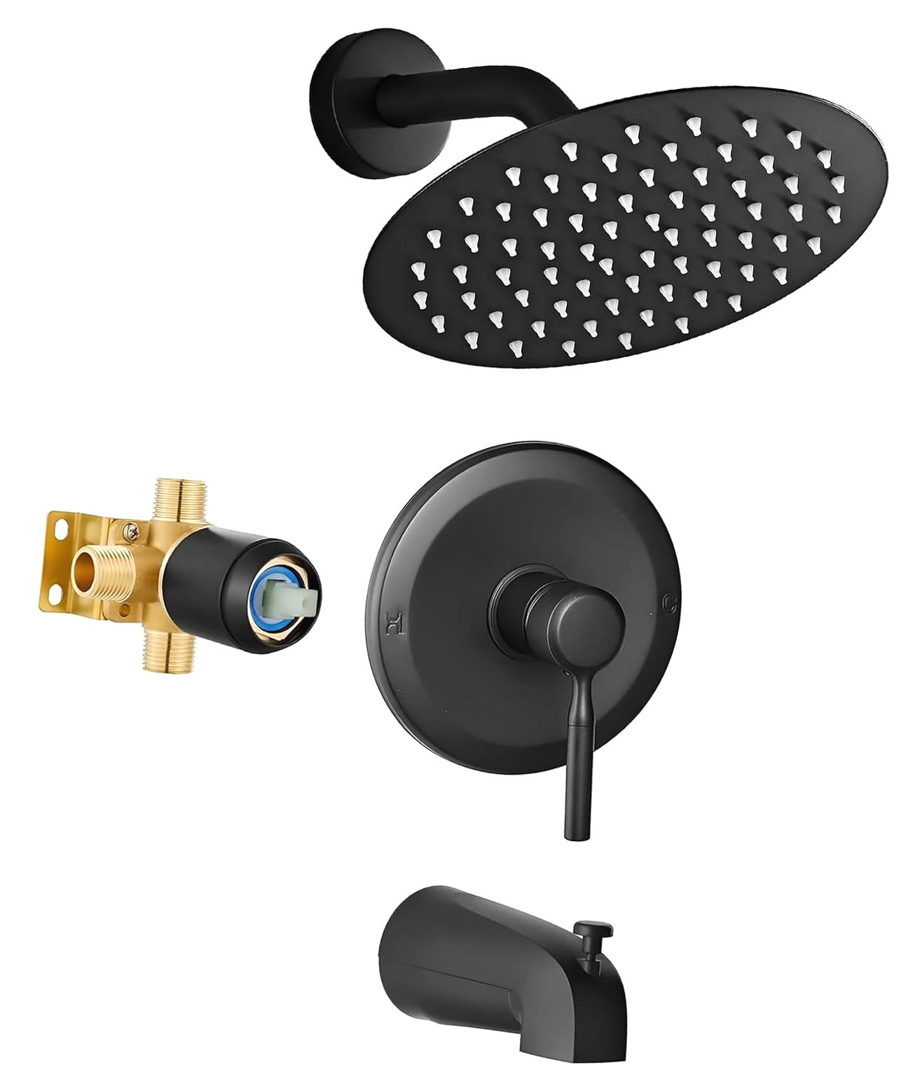 Bybiment Bathroom with Tub , 8-Inch Rainfall with teels Shower Set ...