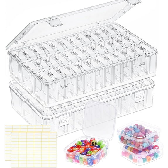 Bybiment Bead Organizer Box, 72Pcs Small Clear Plastic Bead Storage ...