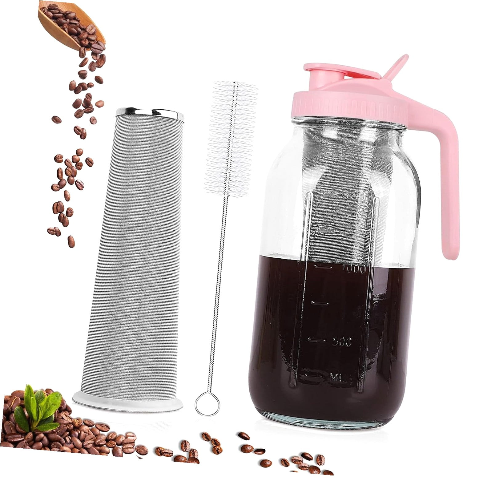 Bybiment Brew Coffee Maker, 64 oz Pitcher with Steel Filter, Pour Spout ...