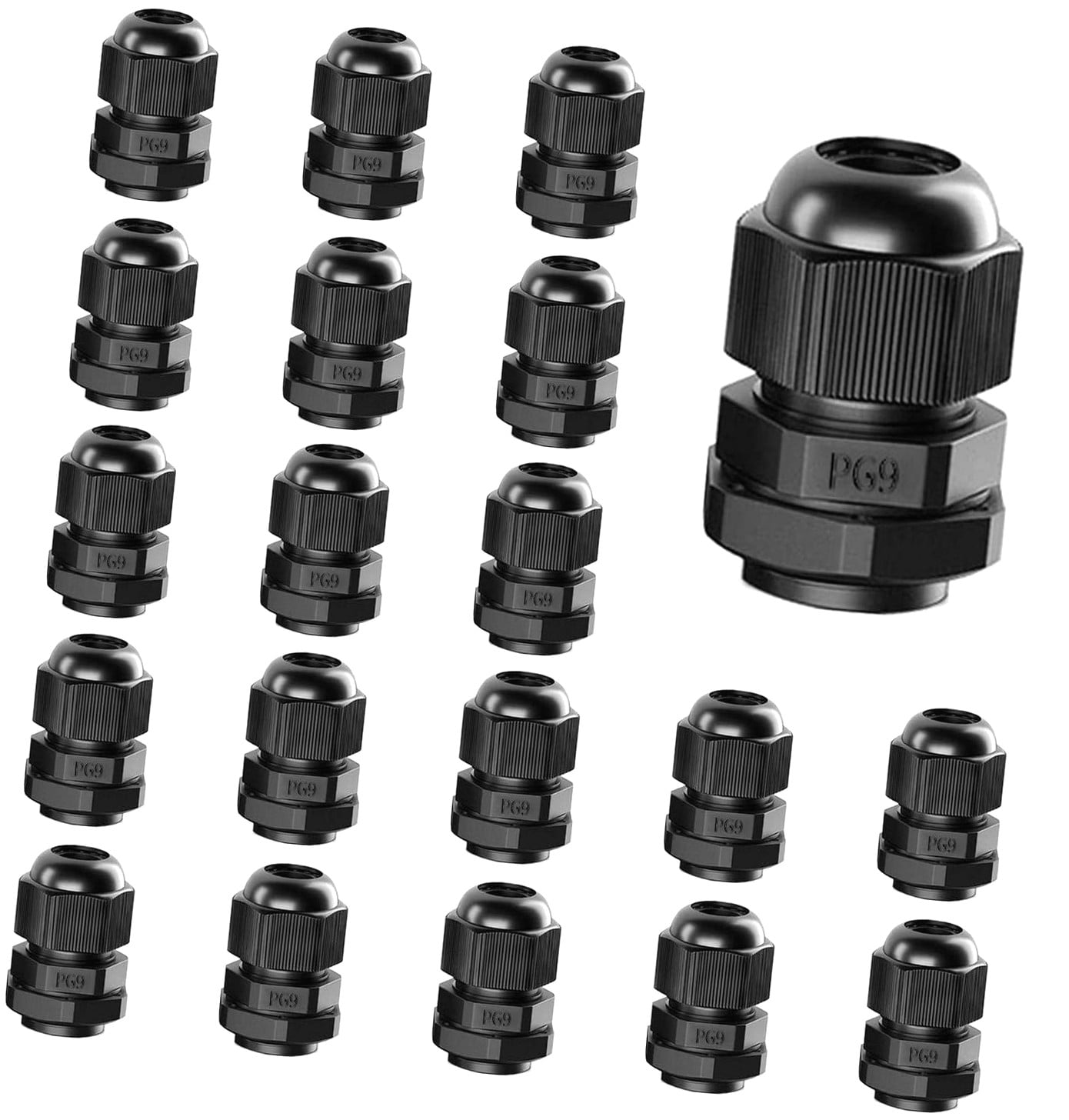 Bybiment Cable Gland 20 Pack PG9 4-8mm Nylon Cable Glands Joints With Gaskets, (PG9) - Walmart.com