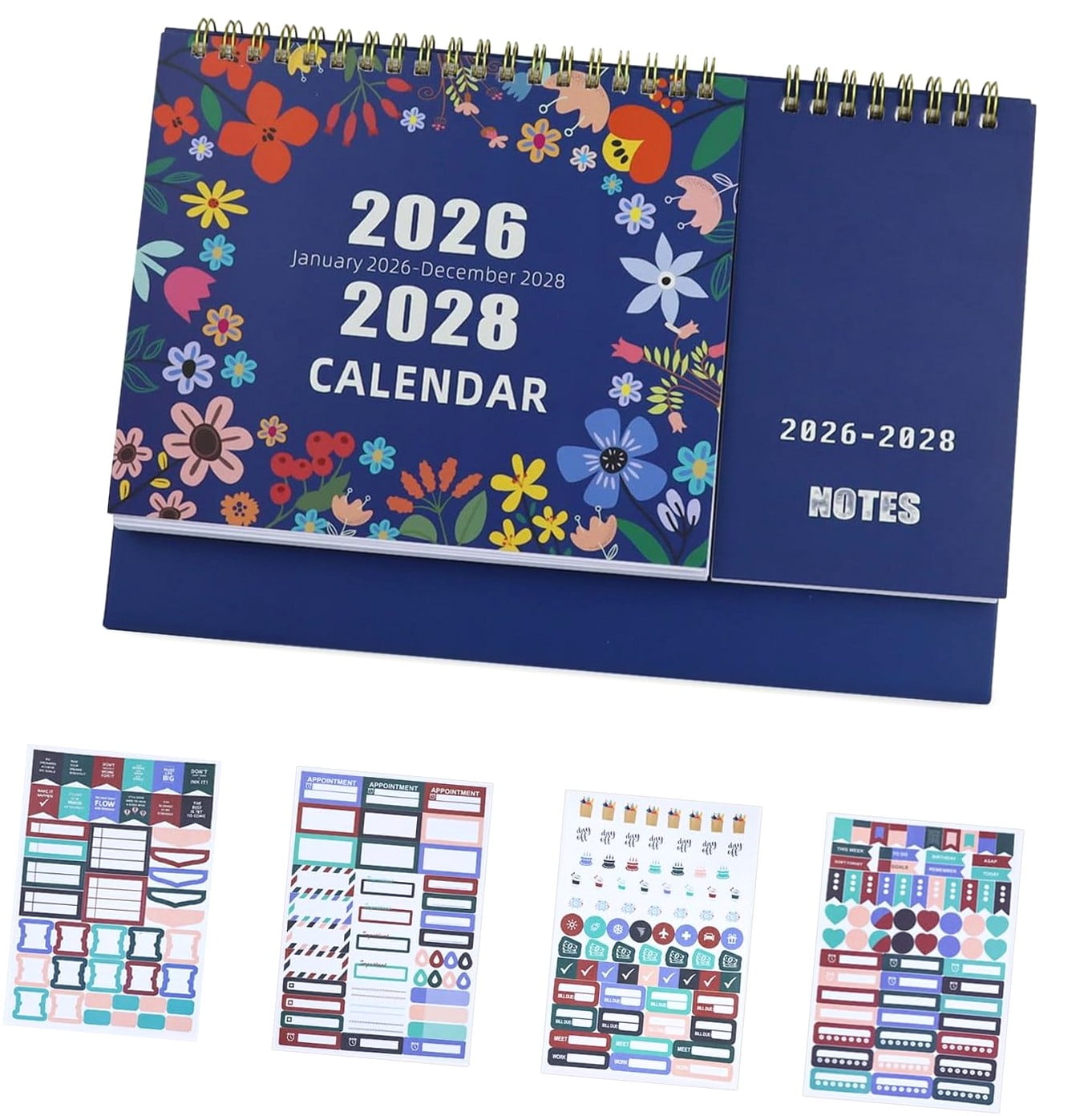 Bybiment Calendar 2026-2028, 3 Years Desk Calendar with Notes and 4 ...
