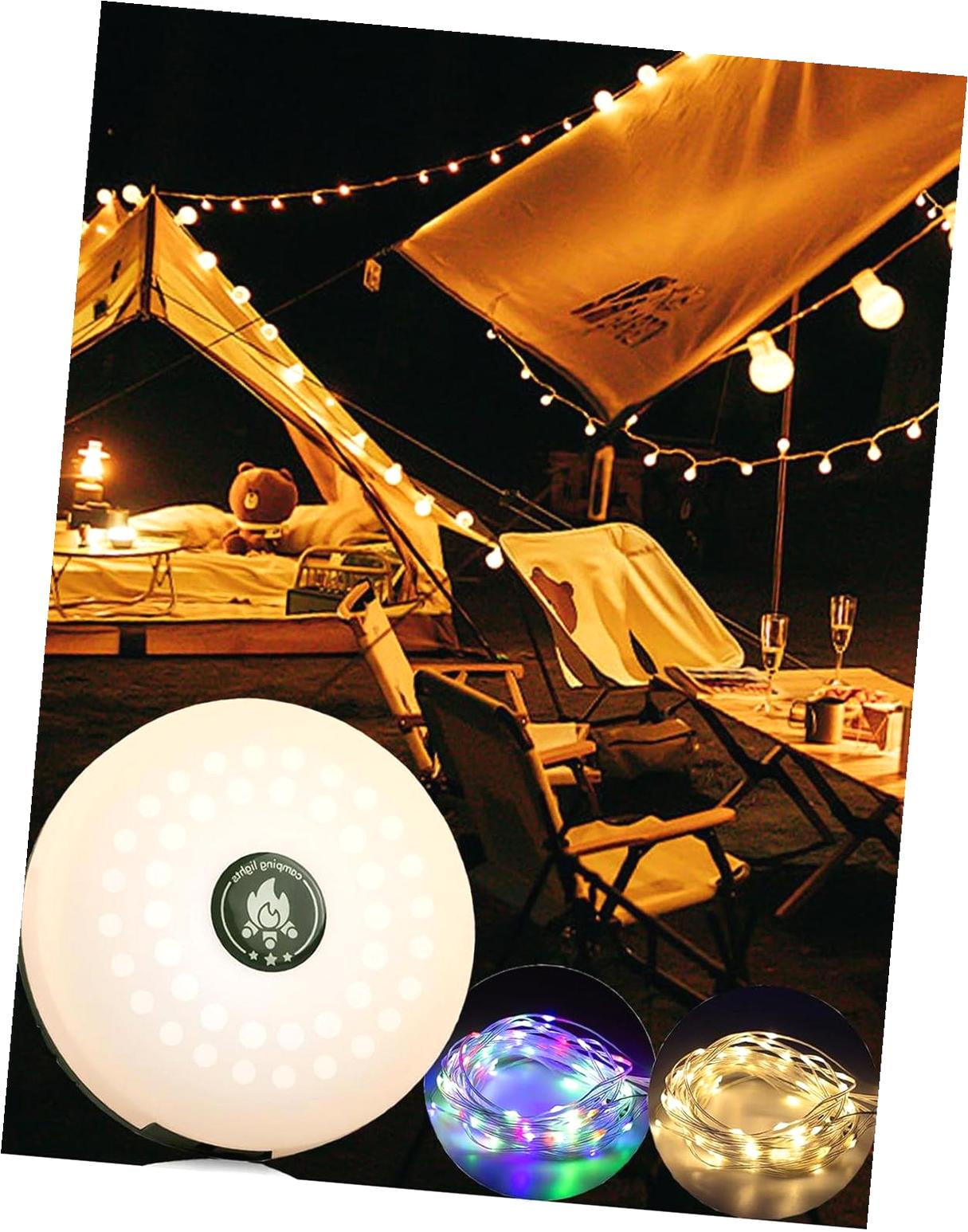 Bybiment Camping Lights String, 32.8ft Rechargeable String Lights with ...
