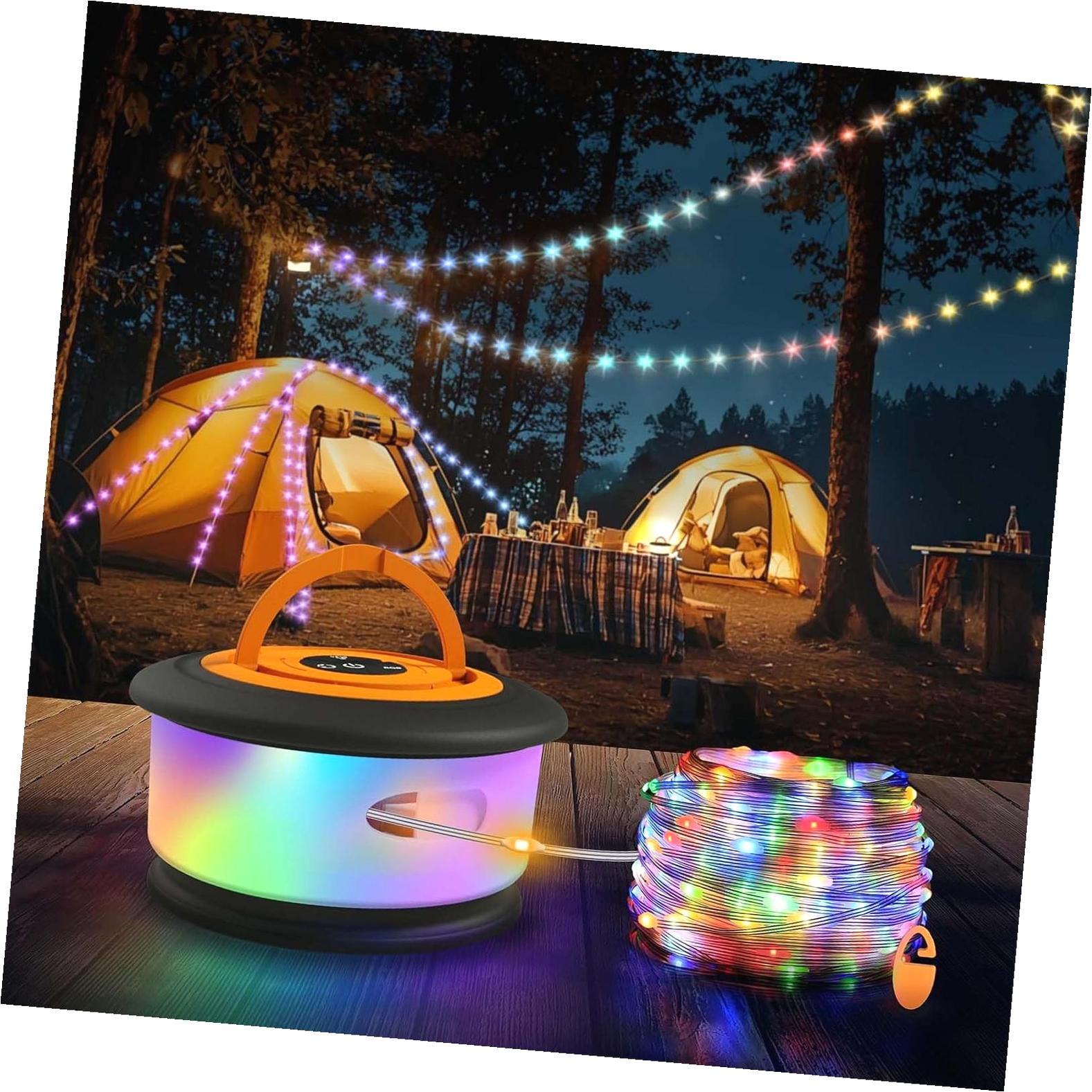 Bybiment Camping String Illuminations, 3-in-1 Enhanced Retractable RGB ...