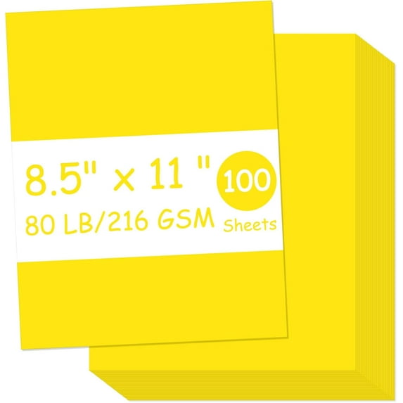 Bybiment Cardstock 8.5" 11", 100 Yellow Cardstock Heavy Paper 80 lb/216 , Yellow Cover Card ...