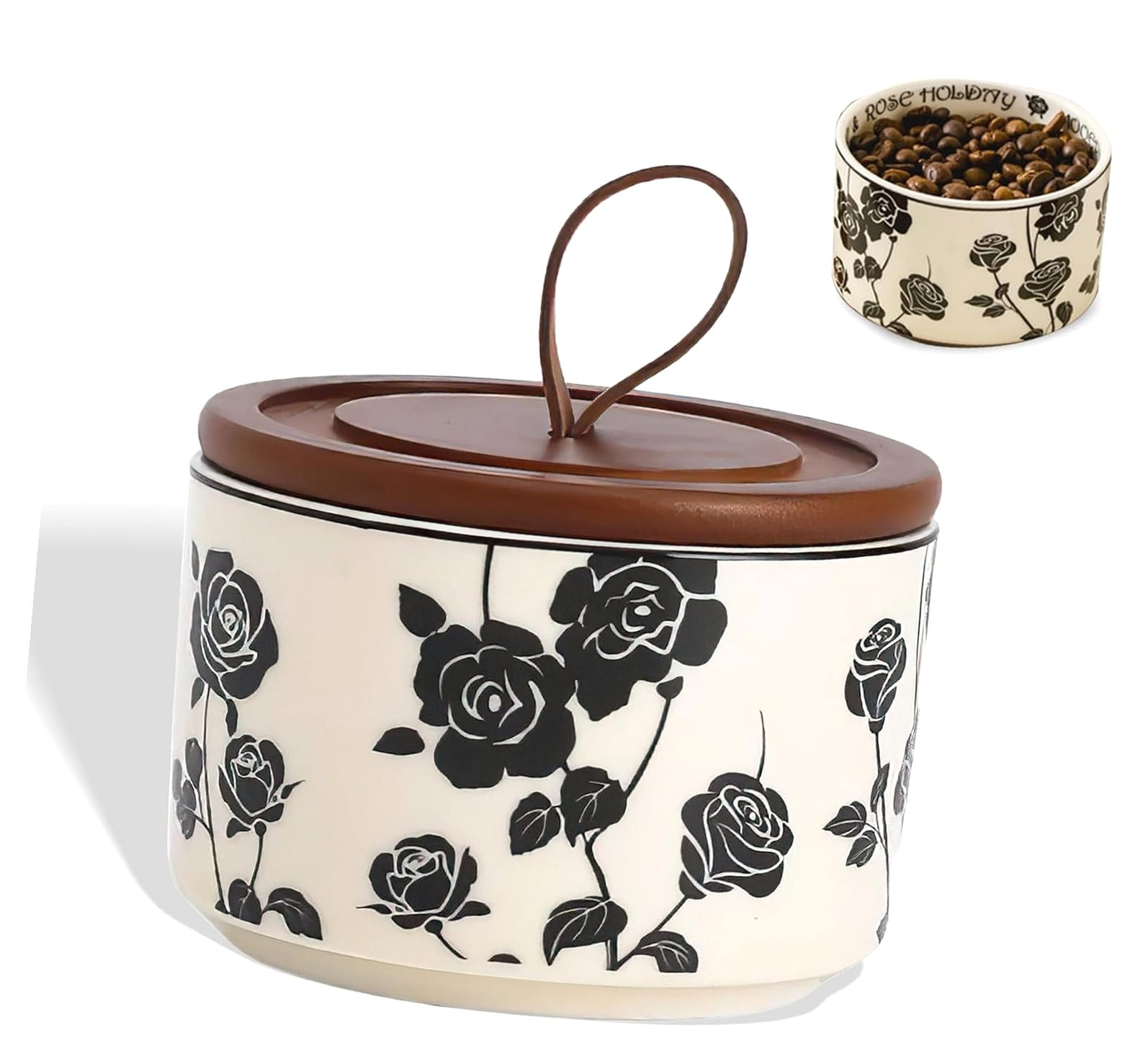 Bybiment Ceramic Airtight Storage Jar 6.76 Fl Oz, Rose Kitchen Canister ...