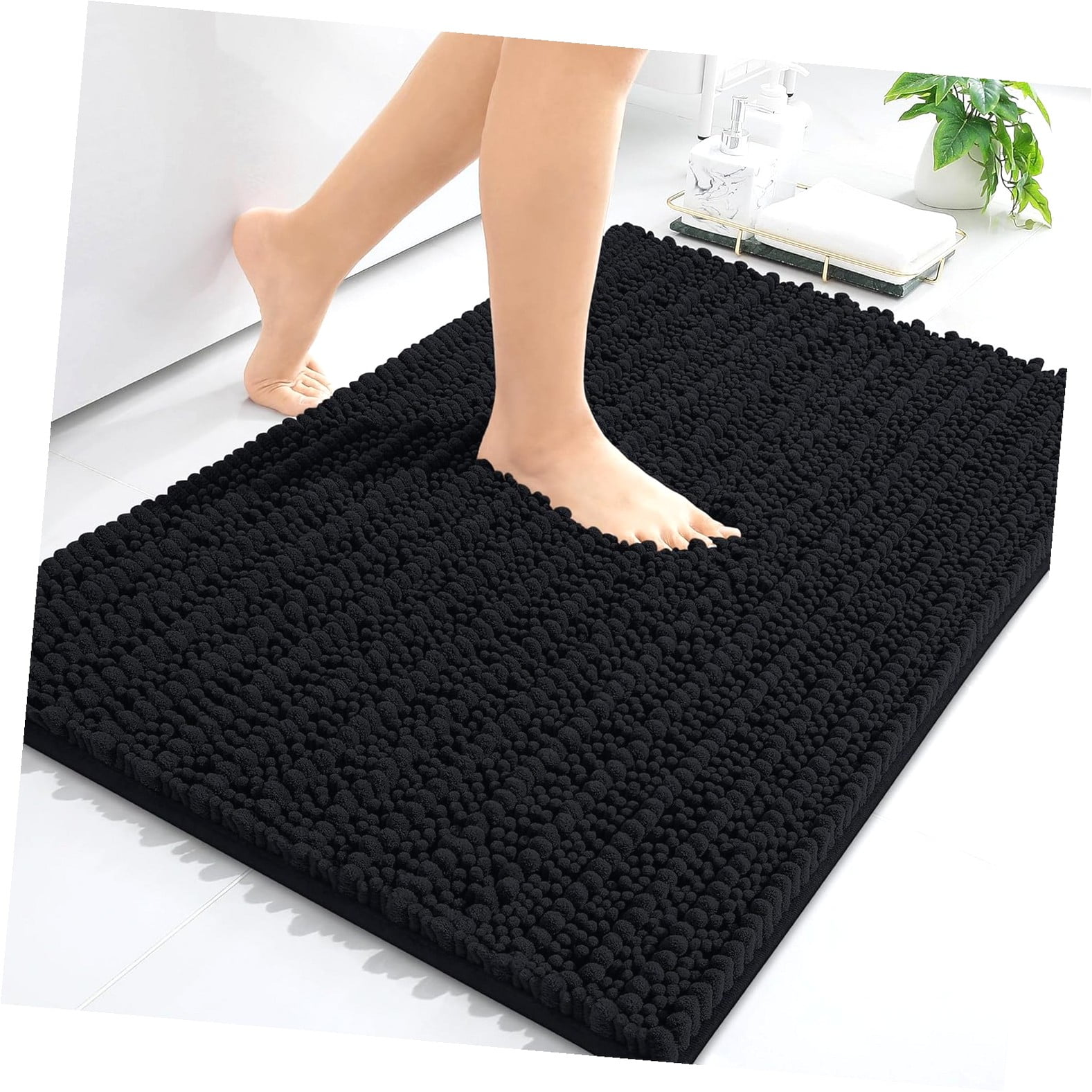Bybiment Chenille Bathroom Rug Mat, Extra Soft Thick Absorbent Shaggy ...