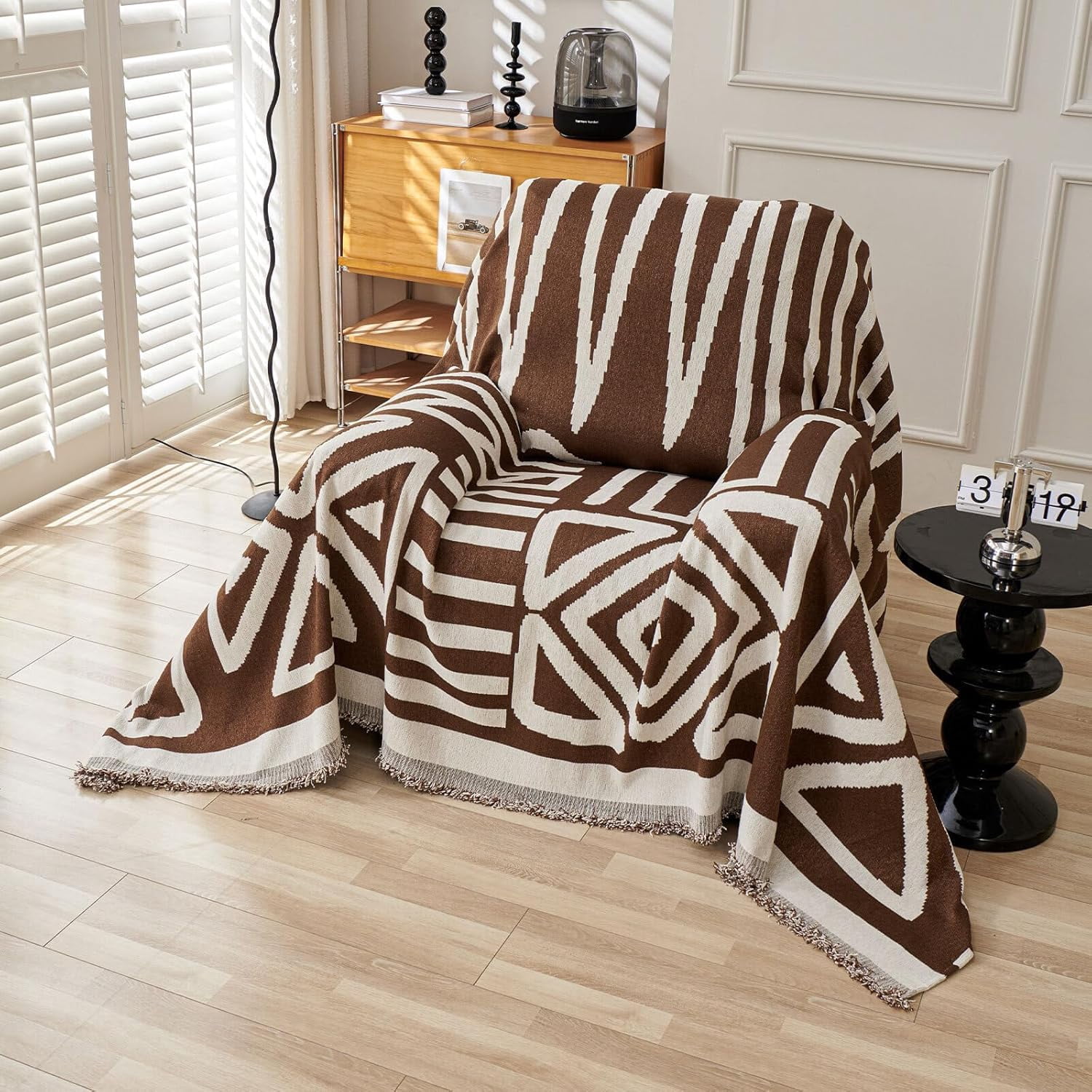 Bybiment Chocolate Couch Cover Reversible Sofa Covers for 3 Couch ...