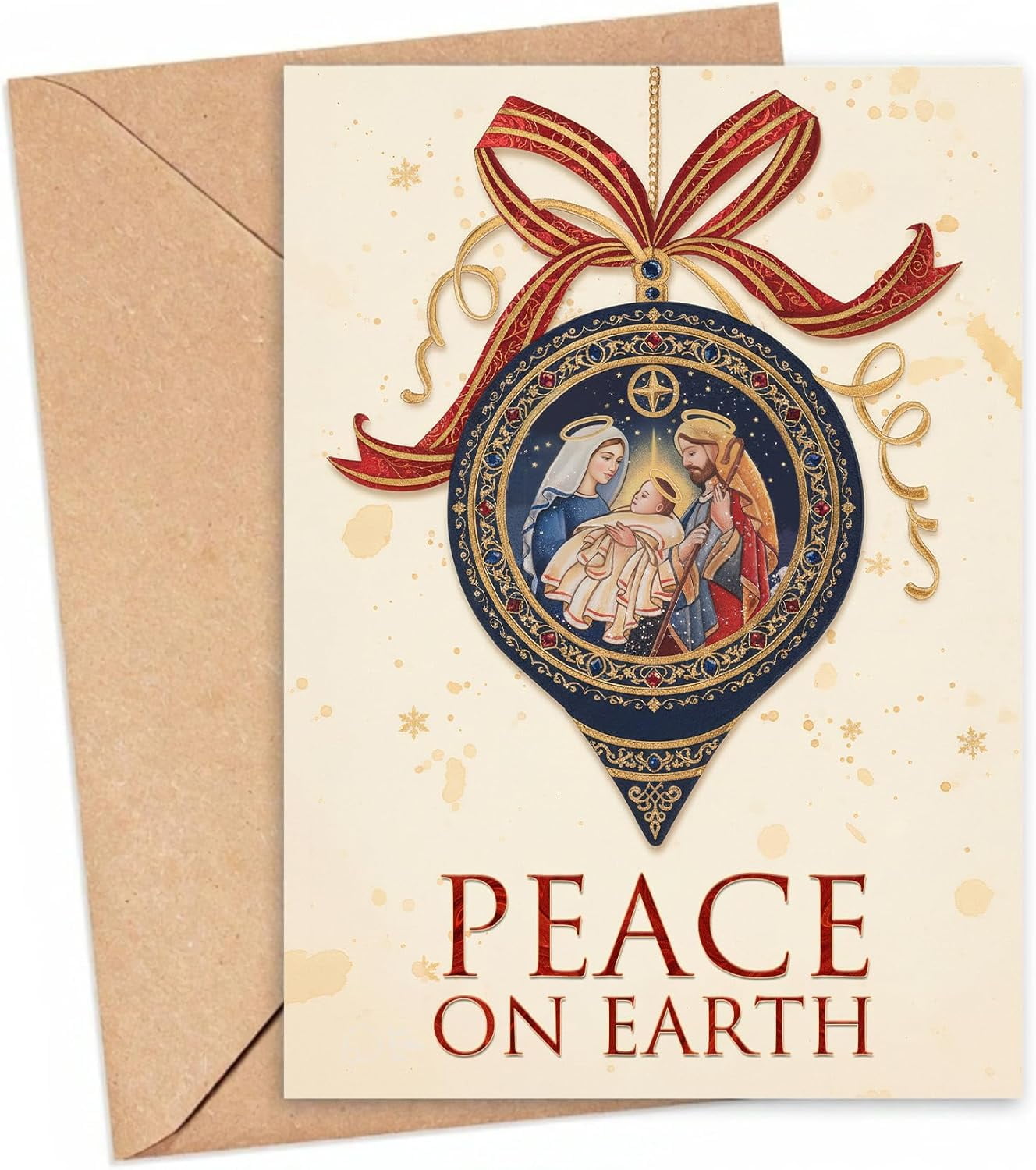 Bybiment Christmas Card With Envelope Holy Nativity Merry Xmas Card ...