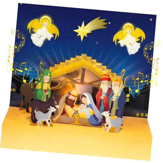 Bybiment Christmas Card with Light and Music, Open greeting card ...