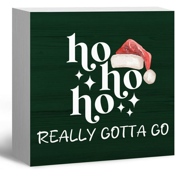 Bybiment Christmas Signs, Hohoho Really Gotta Go Wooden Box Sign ...