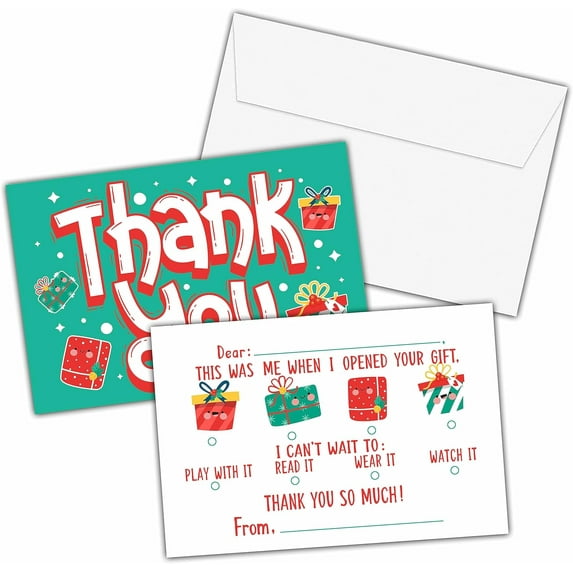 Bybiment Christmas Thank You , Holiday Fill In The Blank Thank You Card ...