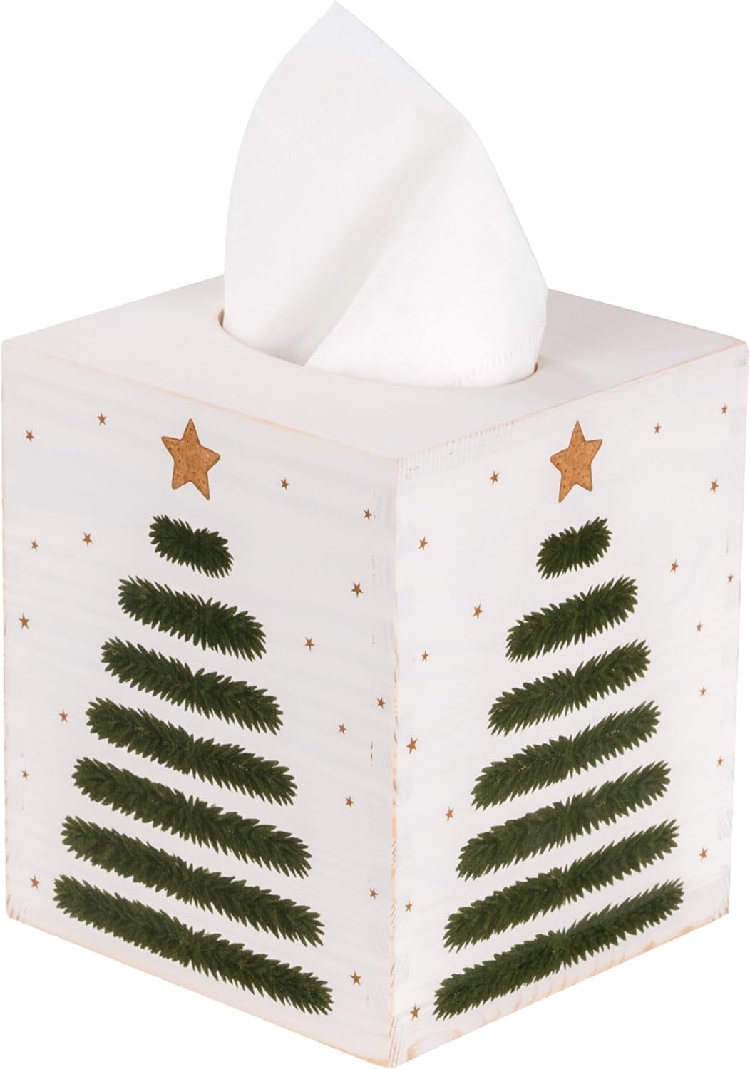 Bybiment Christmas Tissue Box Cover, Wooden Square Tissue Holder with ...