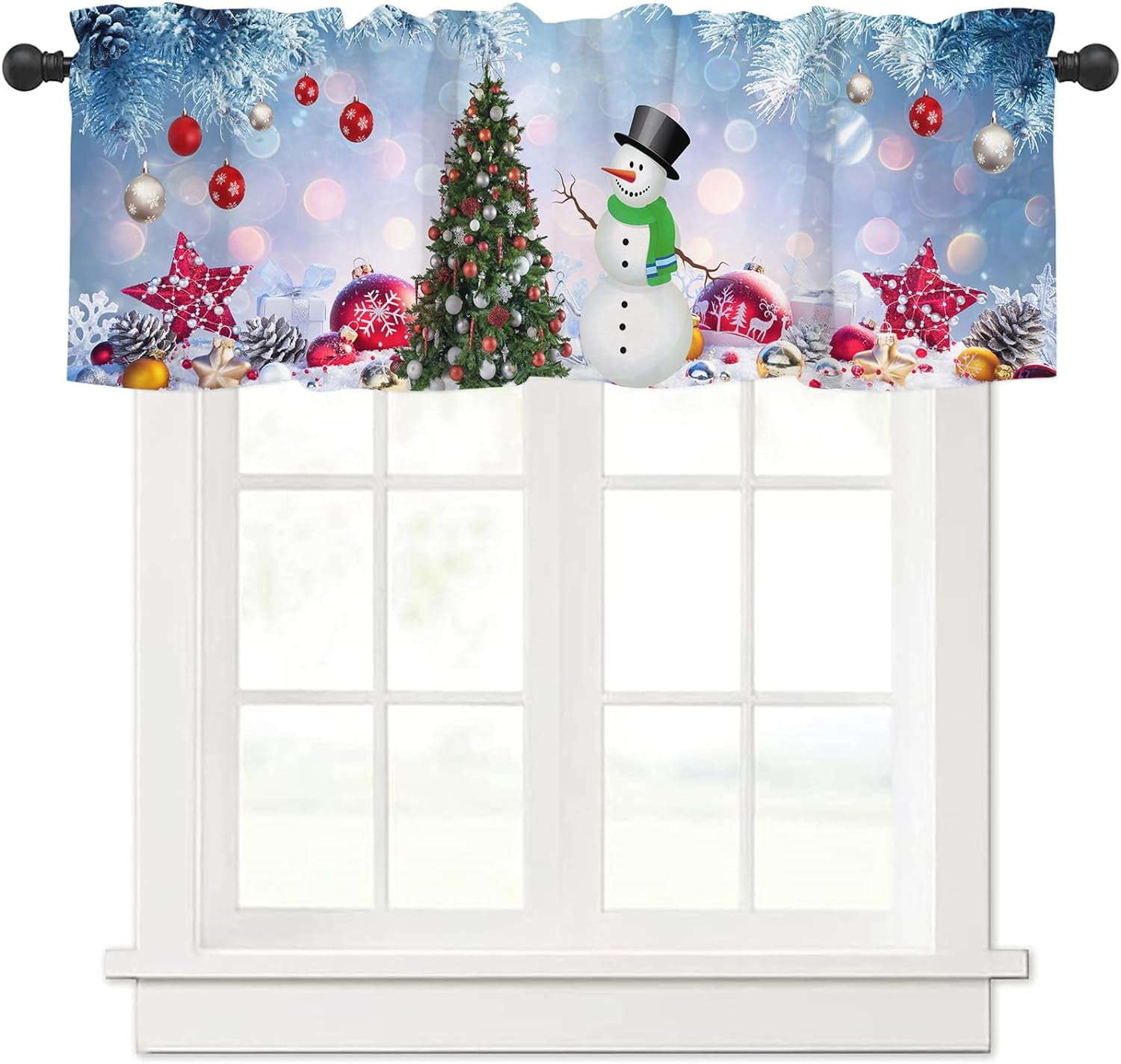 Bybiment Christmas Valance for Snowman Christmas Window Toppers ...