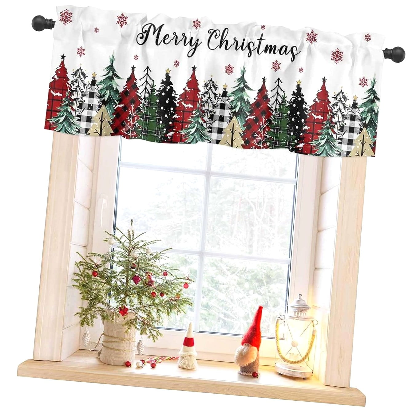Bybiment Christmas Valance for Merry Christmas Tree Curtains Valances ...