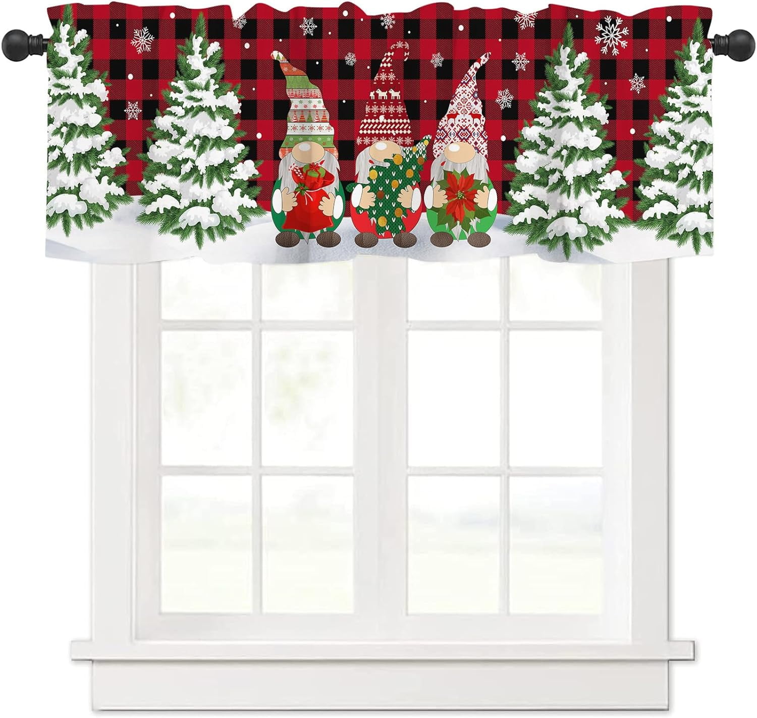 Bybiment Christmas Valance for Window Toppers Valances Rod Pocket 1 ...