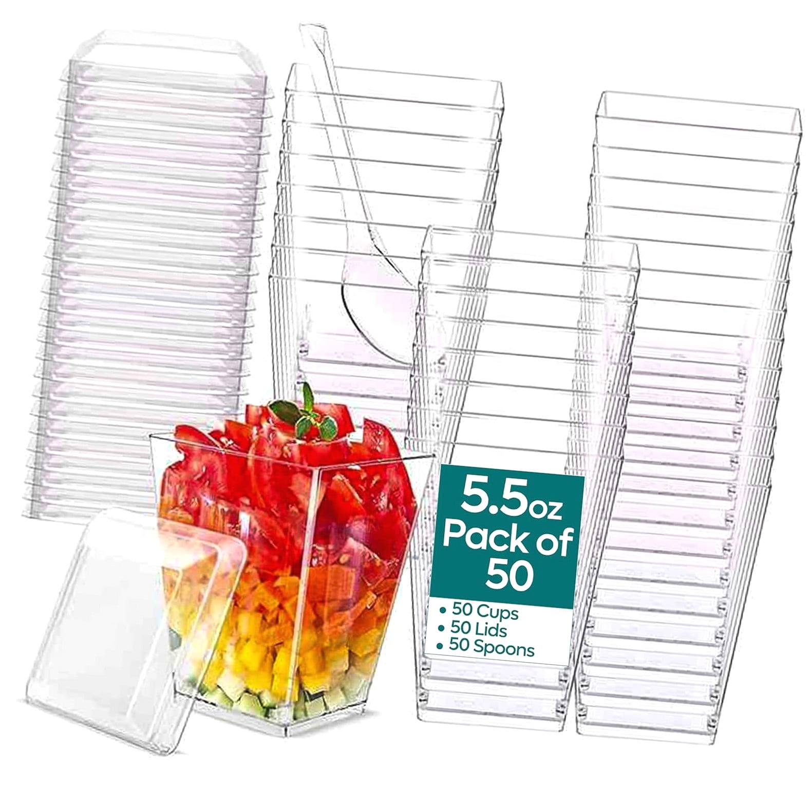 Bybiment Clear Plastic Cups with Lid and Spoon – Cups – Dessert Cups ...