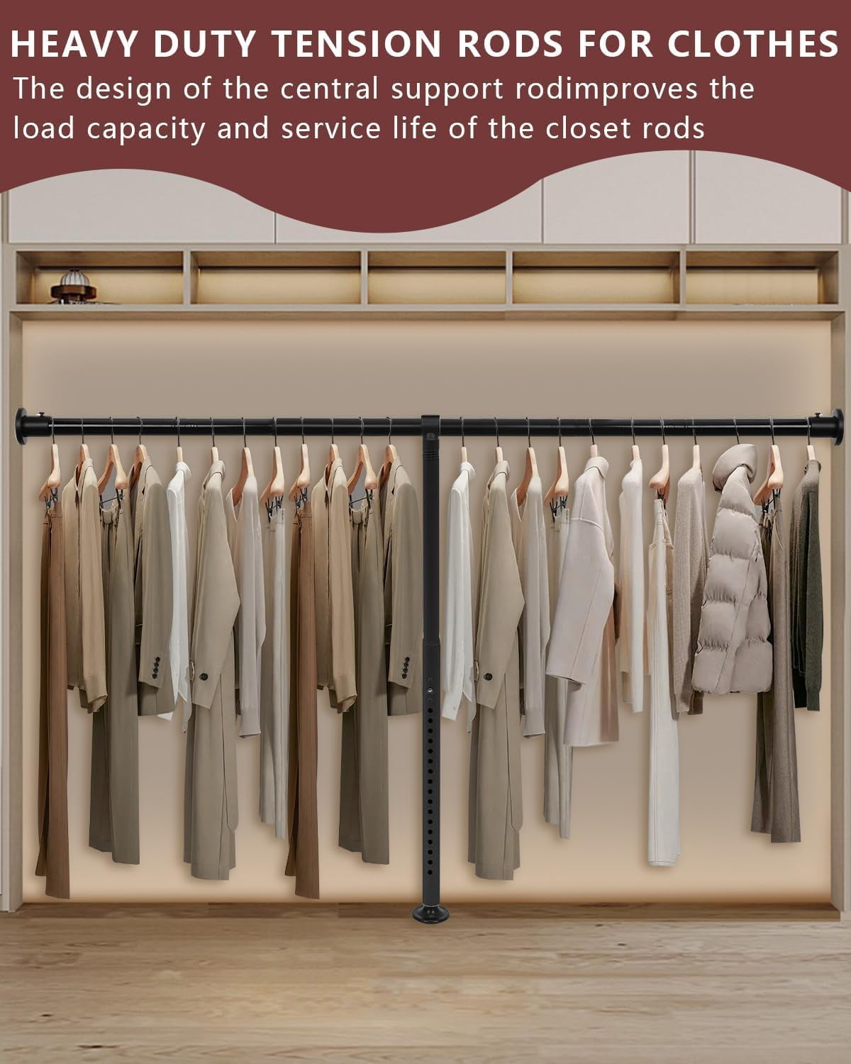 Bybiment Closet Rods for Garments, 18 to 63 Inches Closet Pole, Metal ...