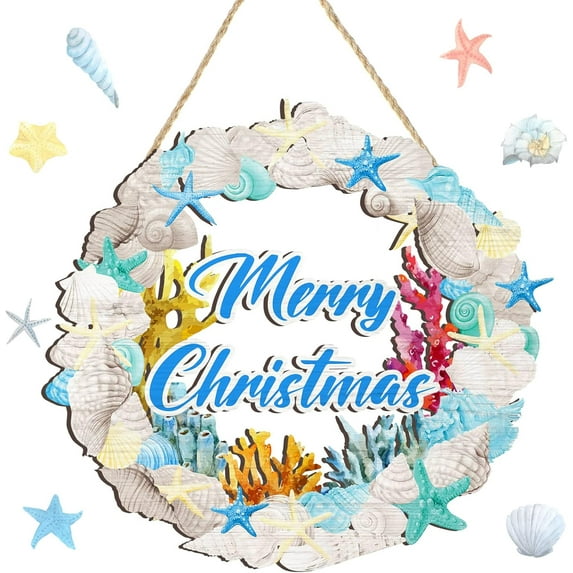 Bybiment Coastal Christmas Decoration 11 Inches Wooden Beach Ocean ...