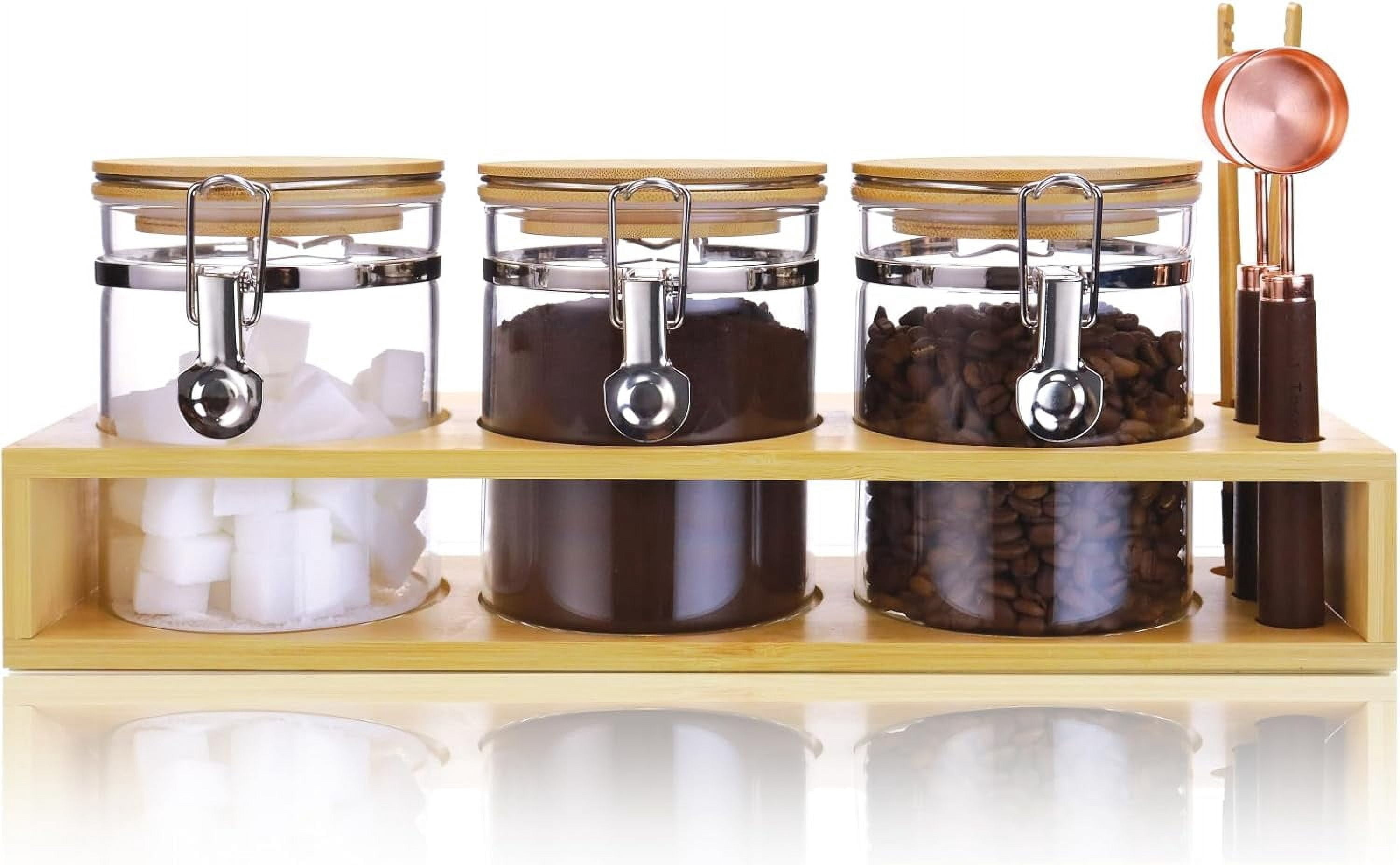 Bybiment Coffee Sugar Storage Jars with Lid and Spoon for Kitchen ...