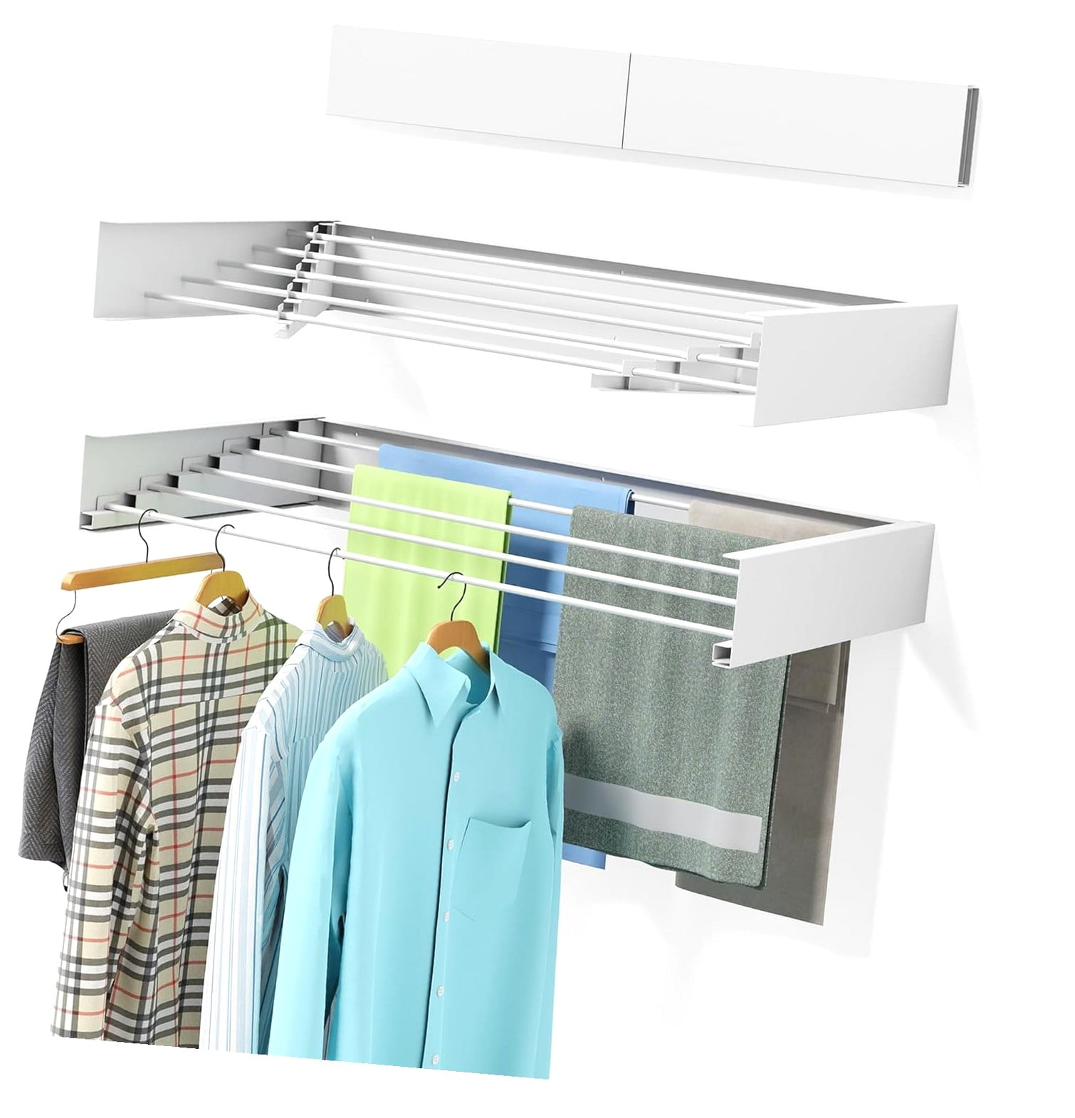 Bybiment Collapsible Wall-Mounted Laundry Drying Rack, Retractable ...