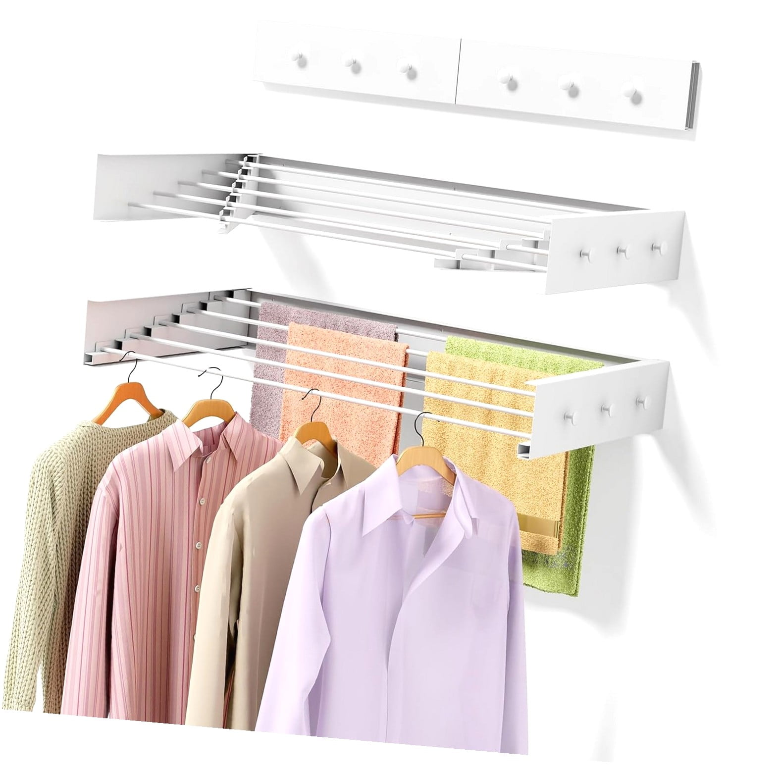 Bybiment Collapsible Wall-Mounted Laundry Drying Rack, Retractable ...