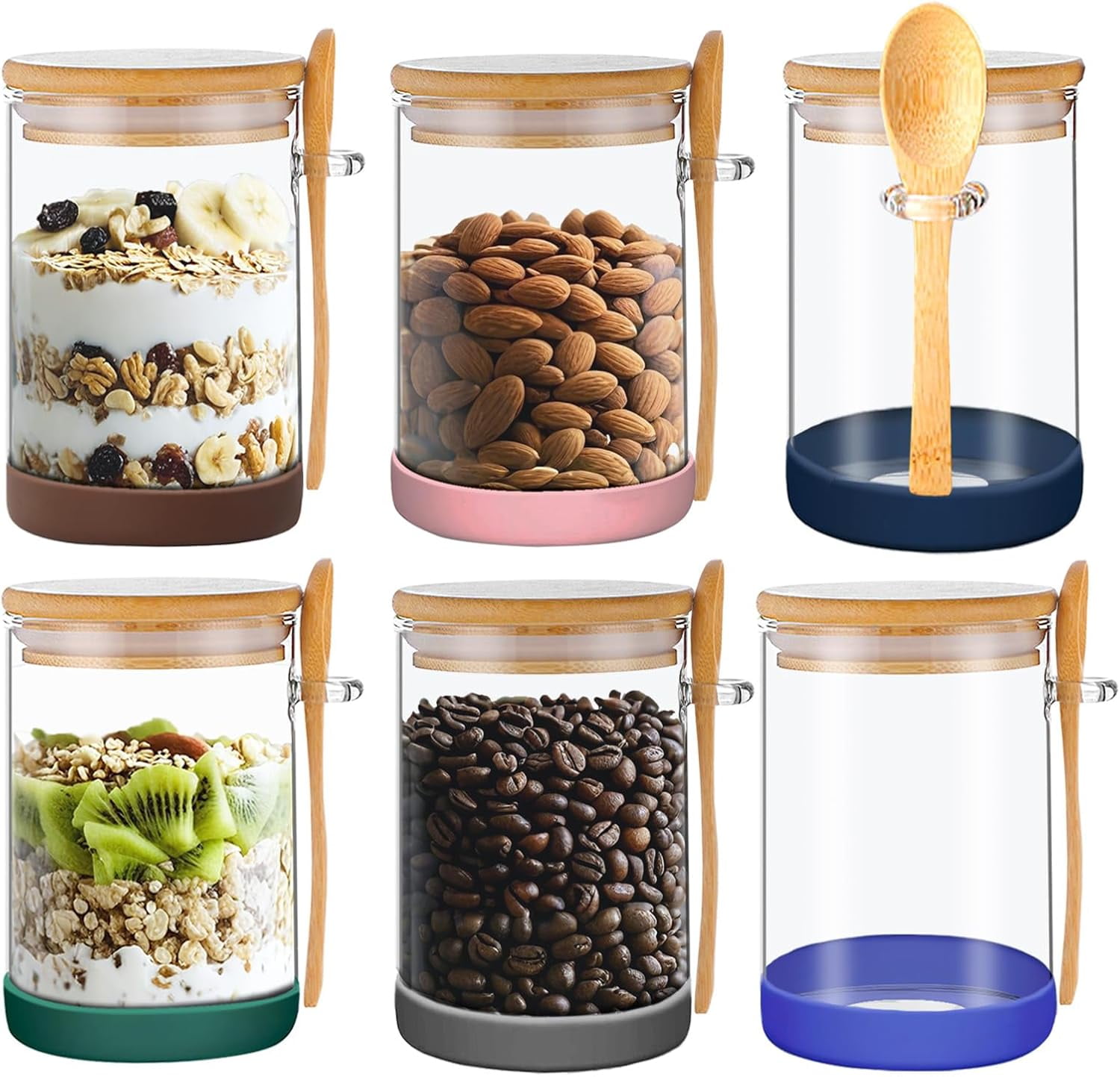 Bybiment Container Sets with and Spoons Kitchen Storage Jars with ...