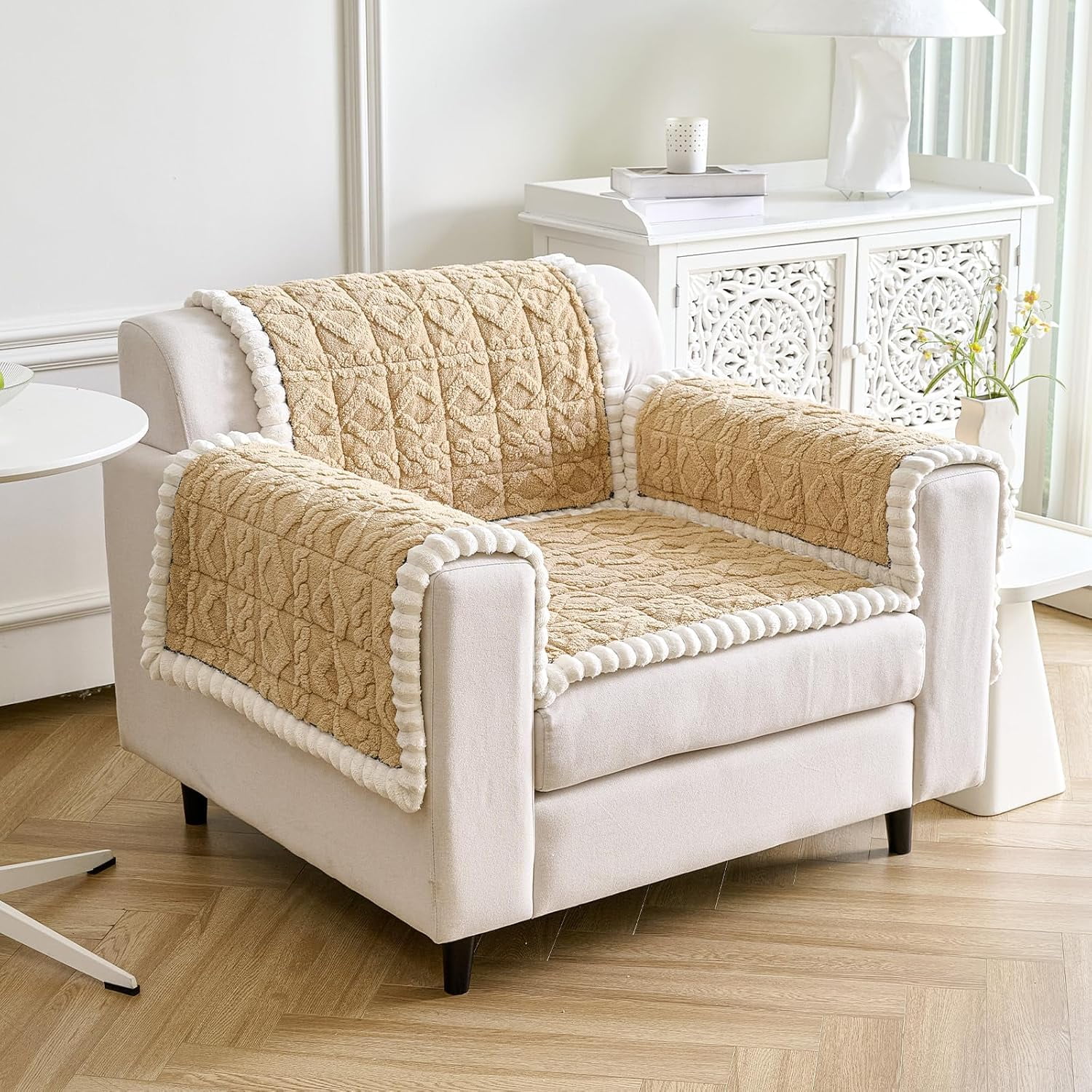 Bybiment Couch Arm Covers, Soft Recliner Backrest Cover Washable, Thick ...