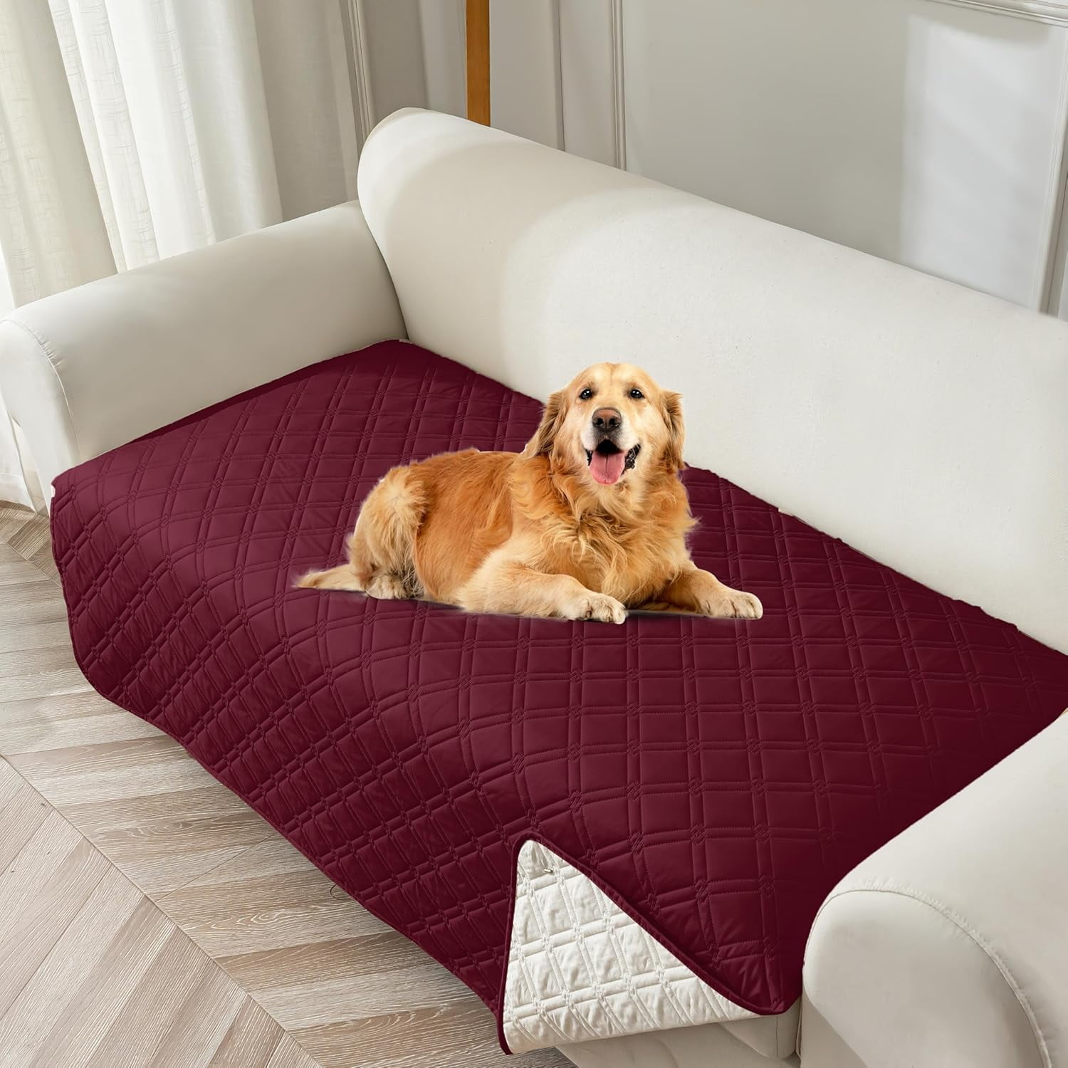 Bybiment Couch Cover, Washable 86.6 inch Sofa Covers with 4 Cushions ...