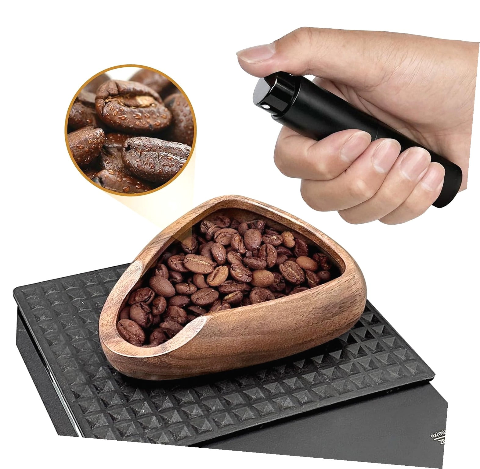 Bybiment Dosing and Kit For , Walnut Coffee Bean Bowl Dosing Measuring Tray, Dosing Cupping, For ...