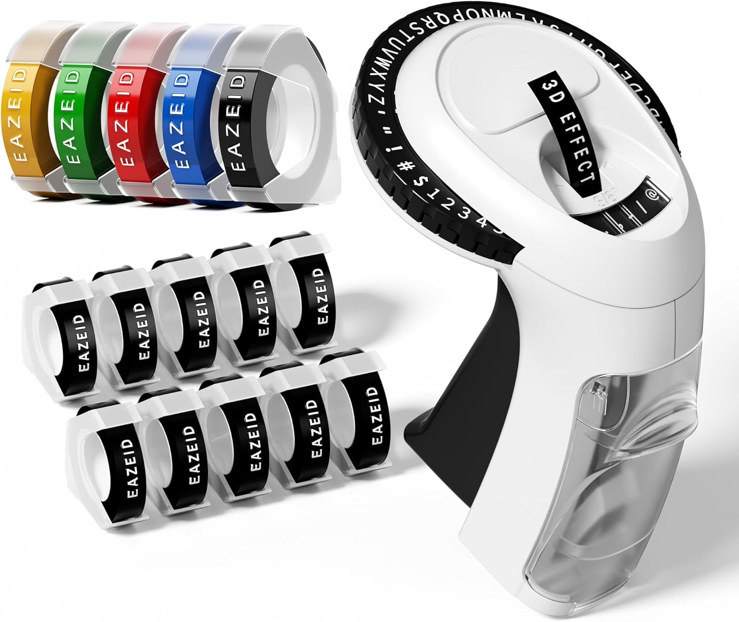 Bybiment Embossing Label Maker with 15 Tapes Color, Manual Labeler, 3D ...