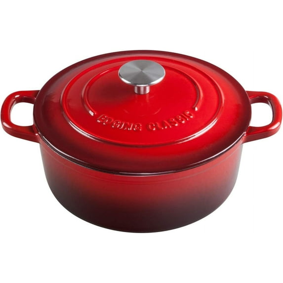 Bybiment Enameled Cast Iron Dutch Oven, 5.5 Quart, Round Dutch Ovens ...
