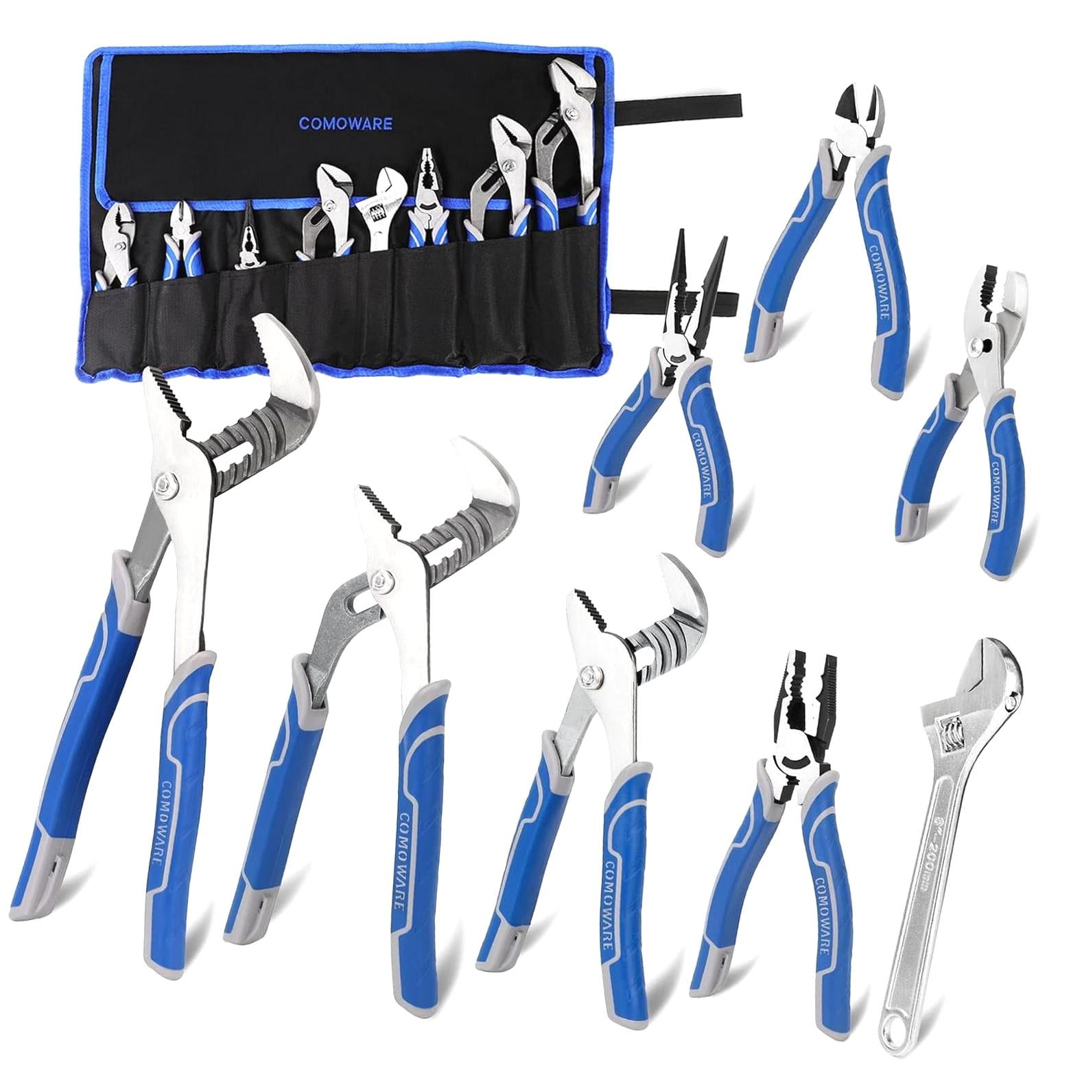 Bybiment Extensive Pliers & Wrench Collection 8 Pieces with Carry Case ...