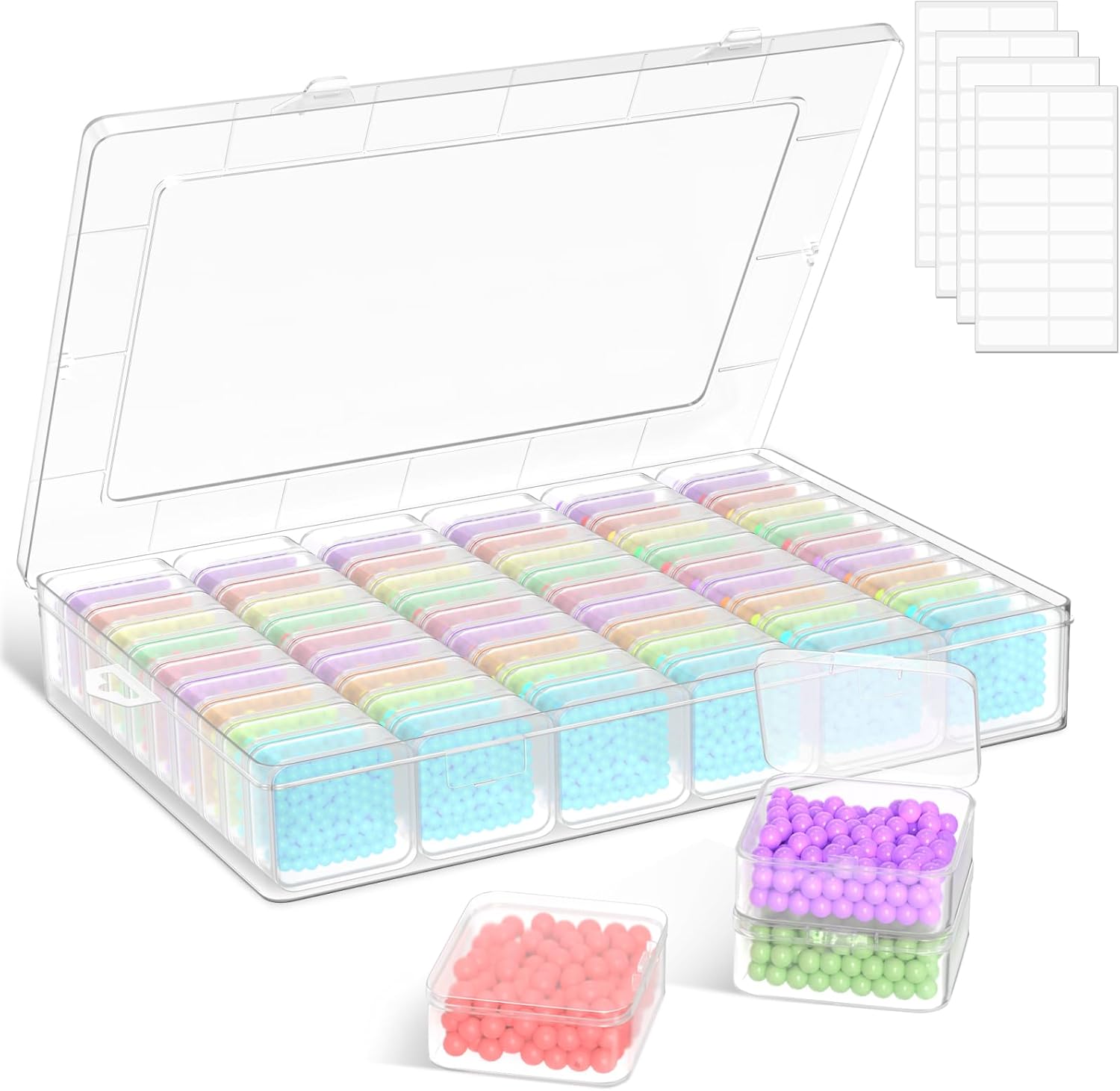 Bybiment Extra Large Bead Organizer, 61 PCS Small Plastic Craft Storage ...