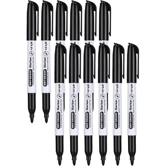 Bybiment Fine Tip Markers 12 Pack Whiteboard Erasable Markers Bulk ...