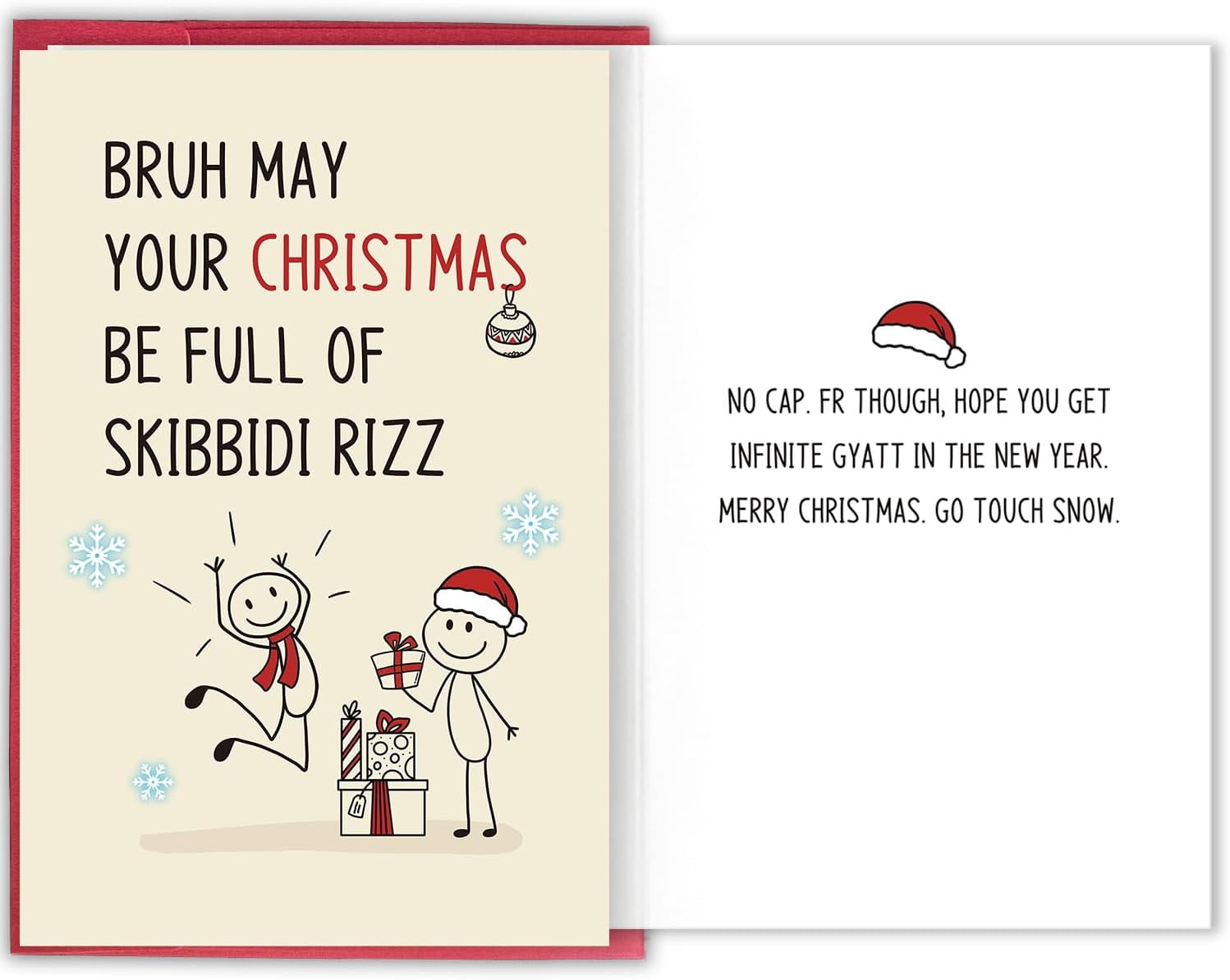 Bybiment Funny Meme Christmas Card, Gen Slang Xmas Greeting for Teen ...