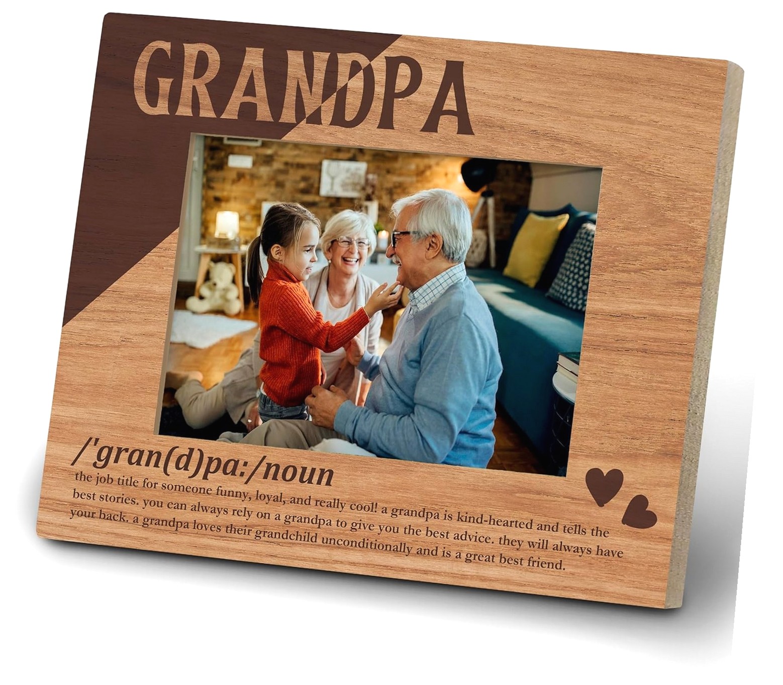 Bybiment Grandpa Noun Picture Frame, Grandpa Grandfather Wooden Picture ...