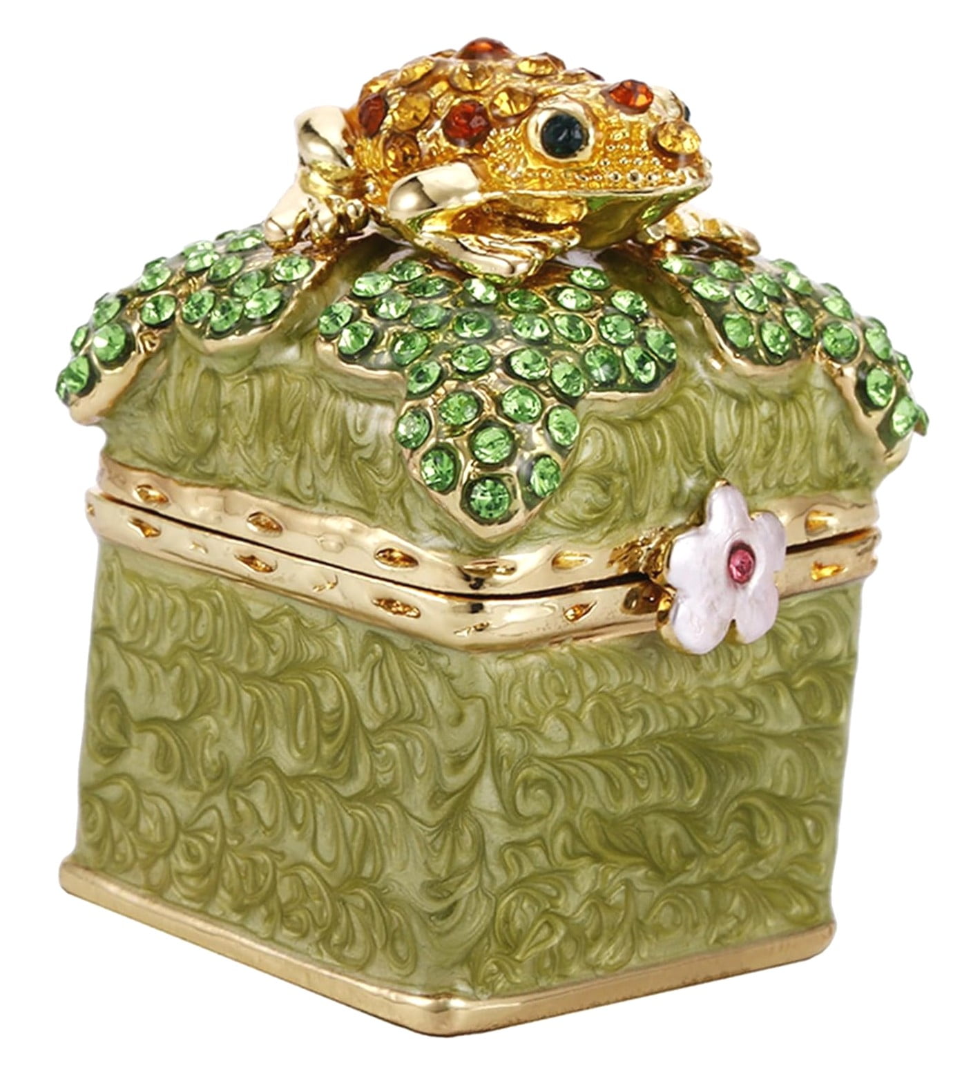 Bybiment Hand Painted Enameled Trinket Box, Hinged Necklace Jewelry ...