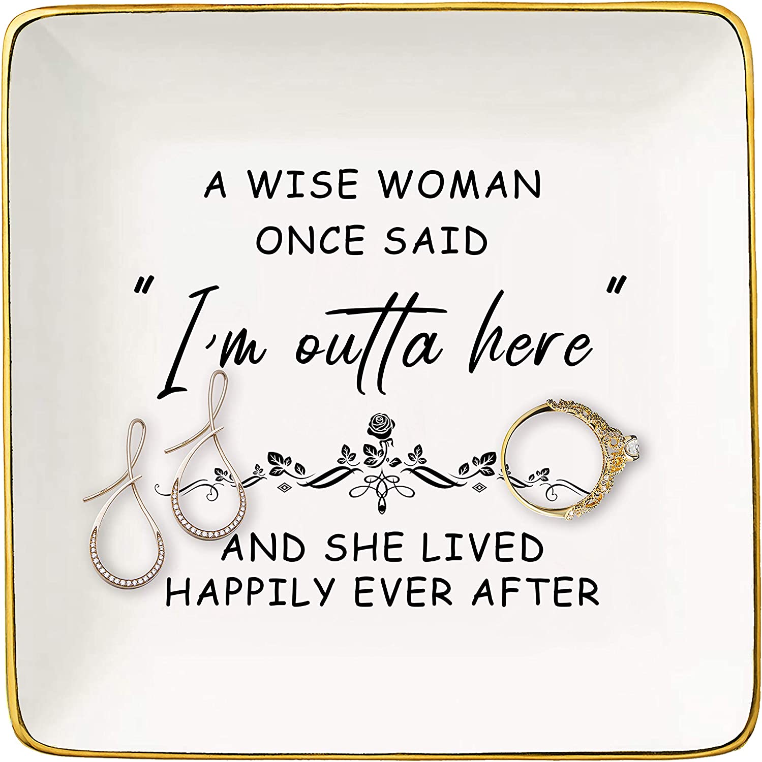 Bybiment Happy Retirement Jewelry Holder Dish Trinket Tray Retirement ...