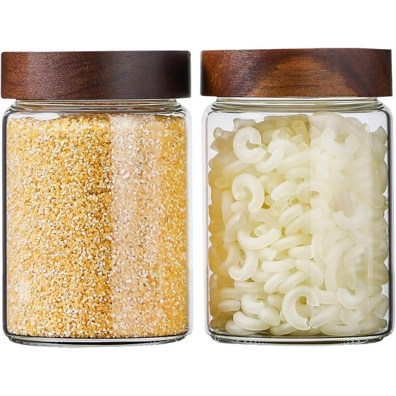 Bybiment Jars with Wood Lid 27 Ounce 2 Pack, Borosilicate Containers ...